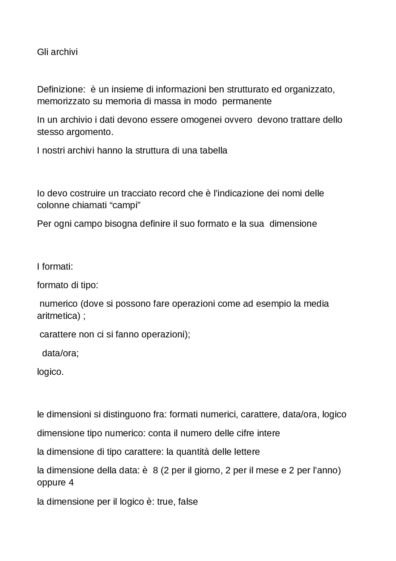 Gli archivi in informatica - Docsity