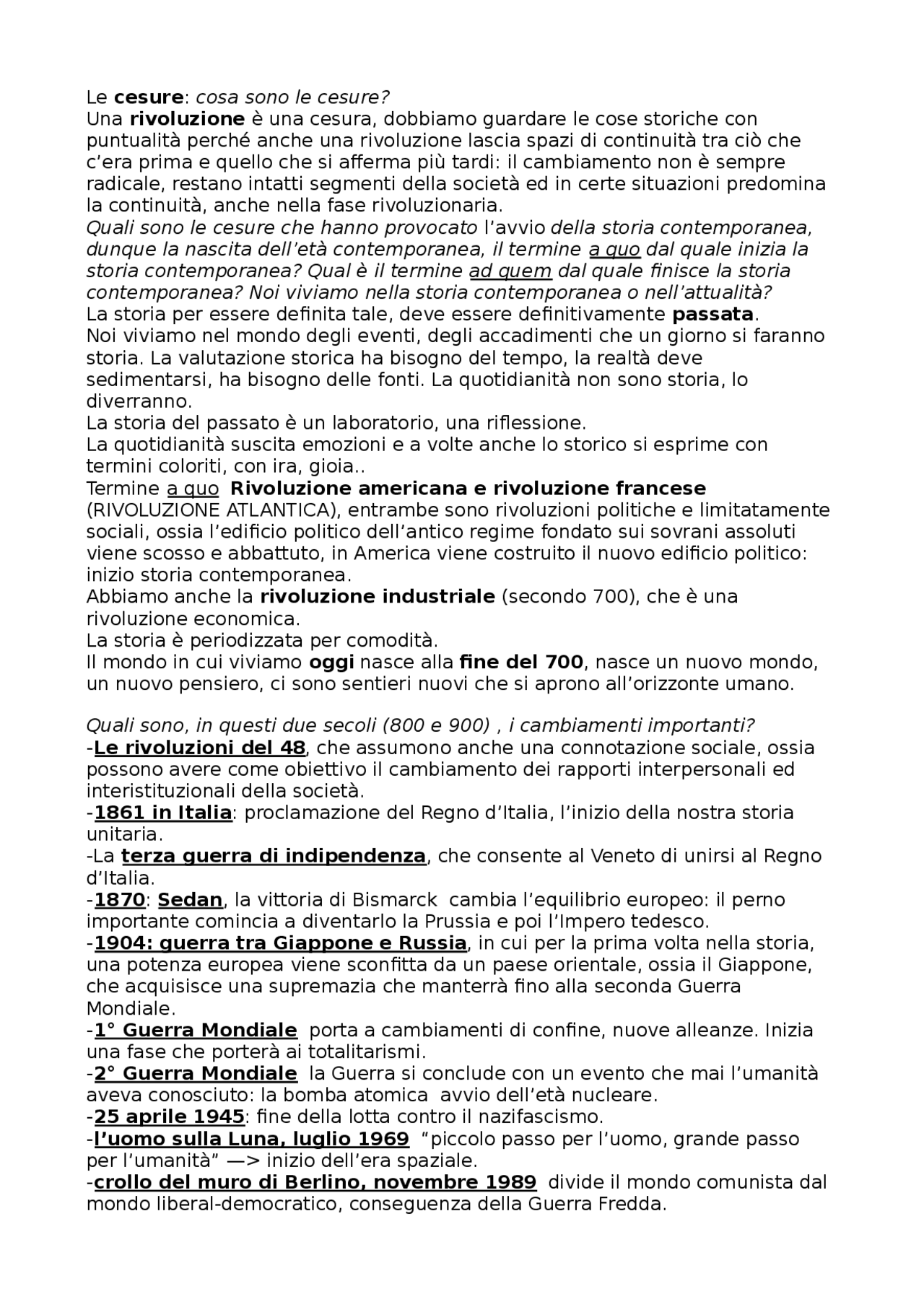 Storia Contemporanea Docsity