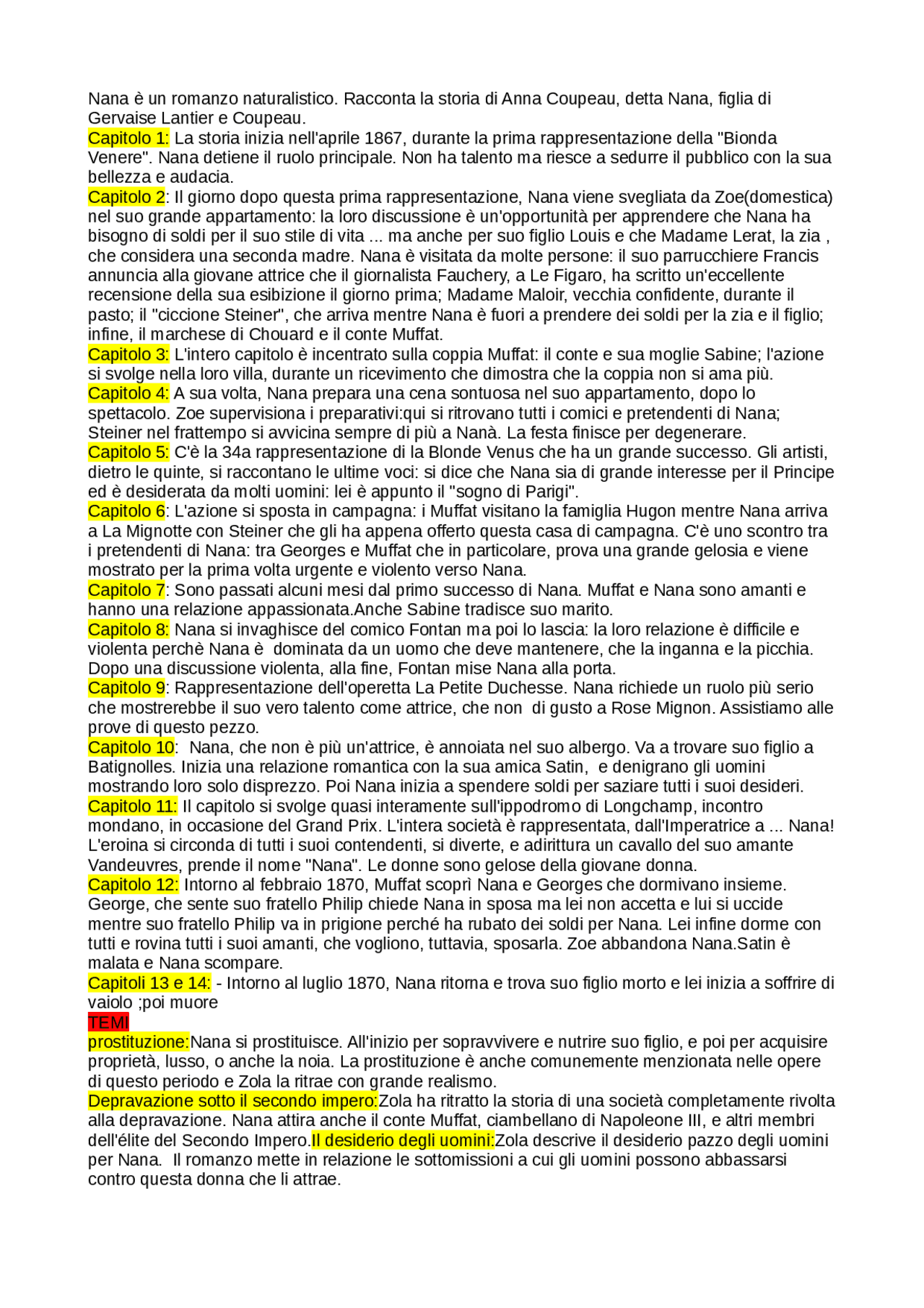 Il Riassunto Del Libro Di Zola Nanà Appunti Di Francese Docsity