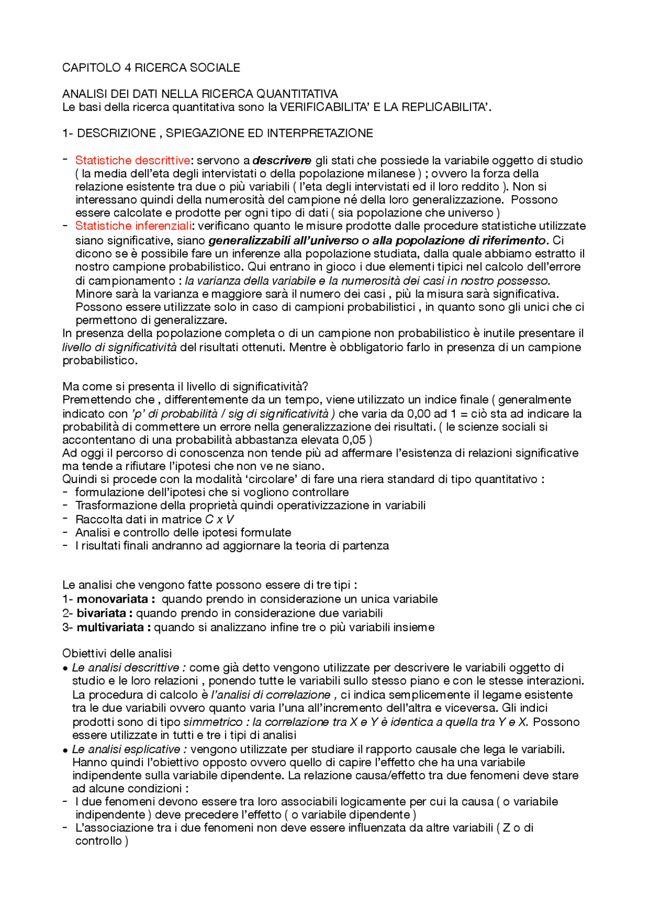 Metodologia Della Ricerca Sociale Docsity