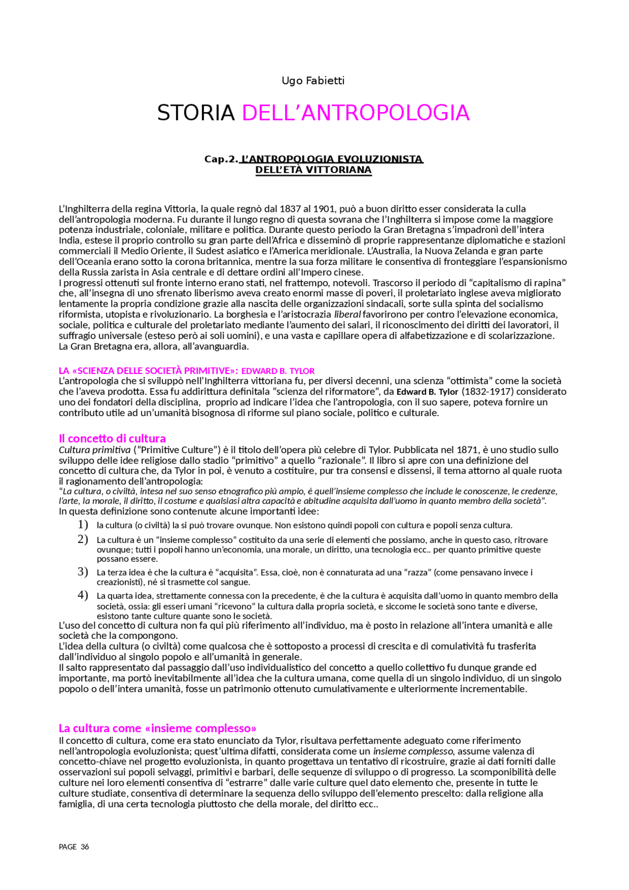 Storia Dellantropologia Di Ugo Fabietti Docsity
