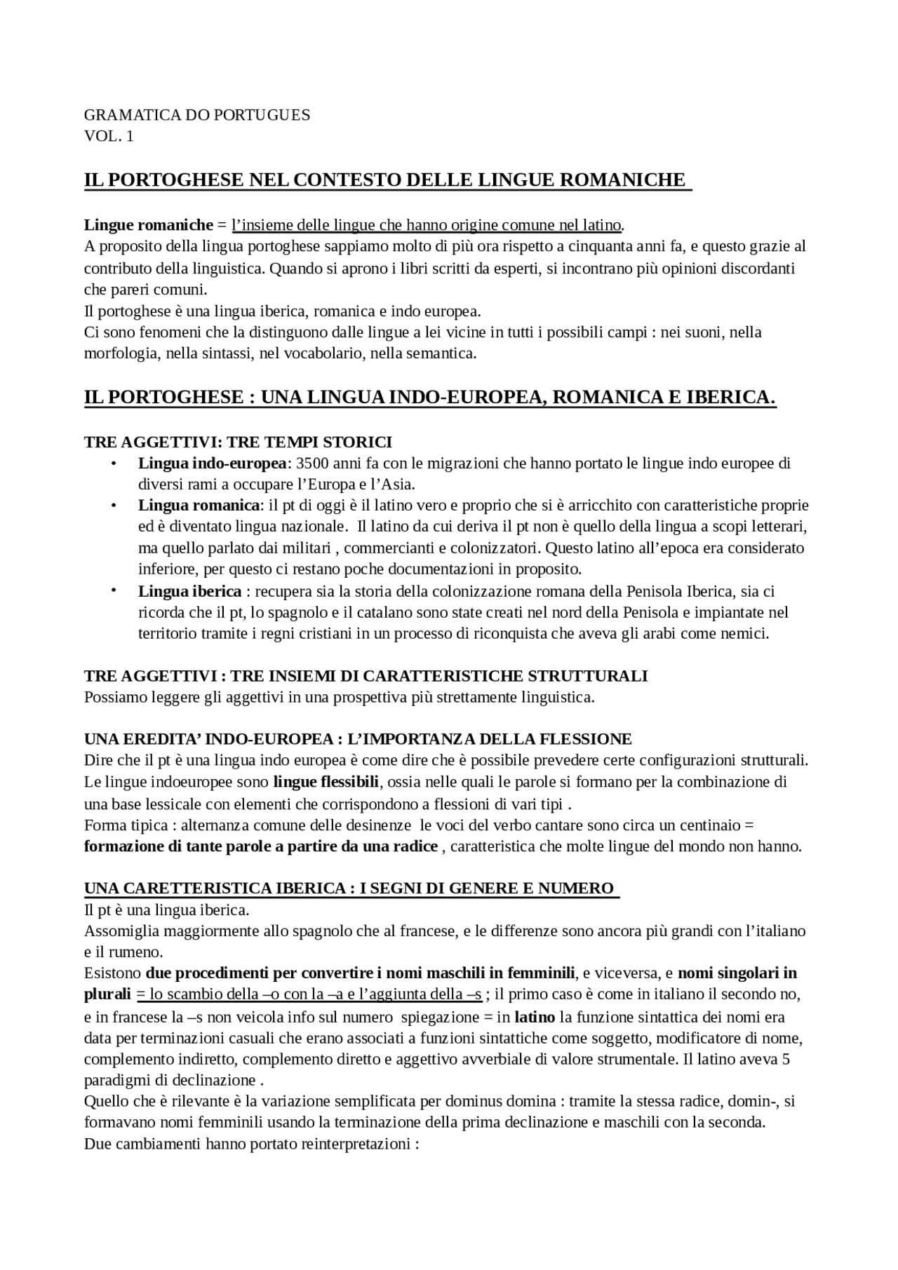 GRAMATICA DO PORTUGUES | Traduzioni di Lingua Portoghese | Docsity