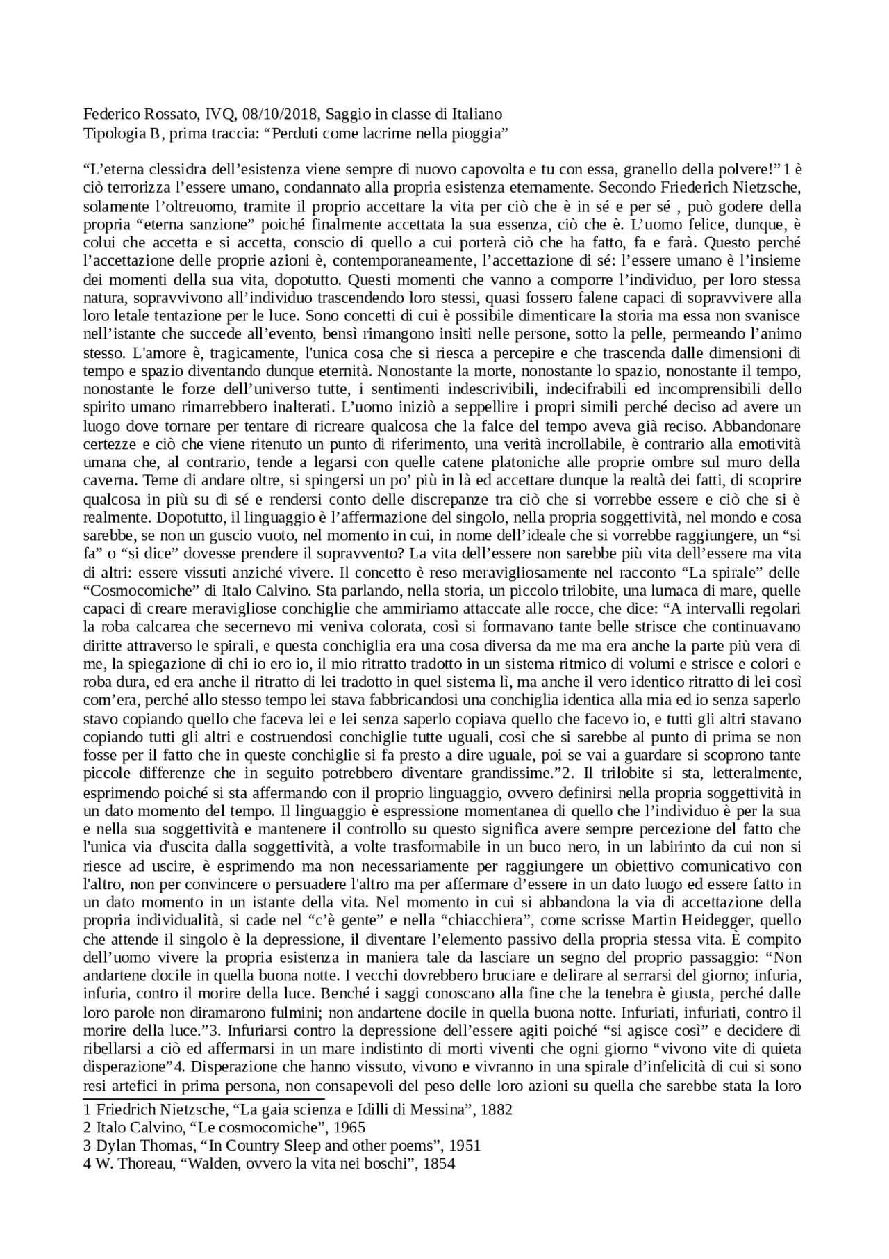 Saggio Breve Sul Tempo Docsity
