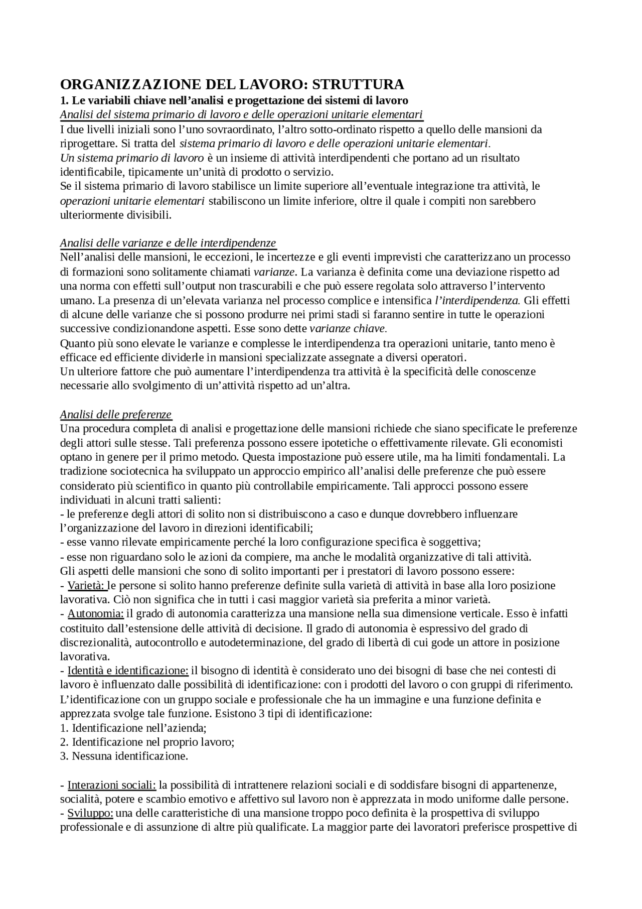 Organizzazione Aziendale Docsity
