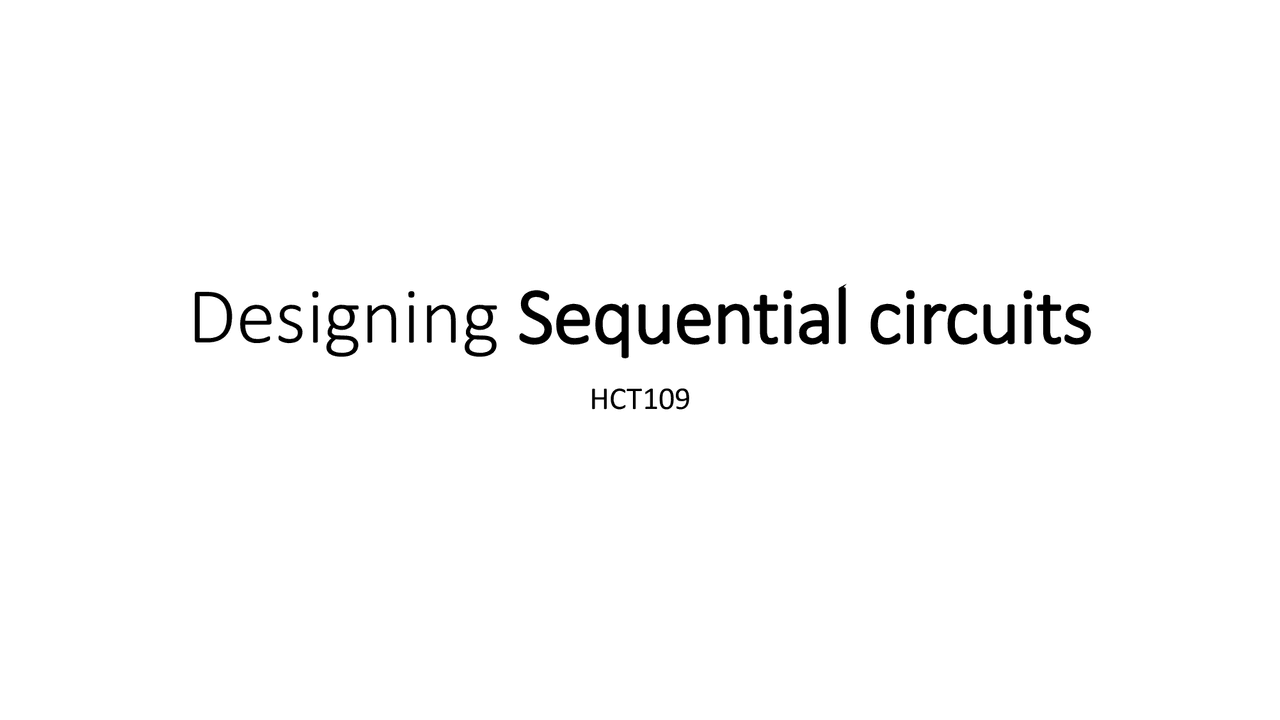 Designing Sequential Circuits Docsity