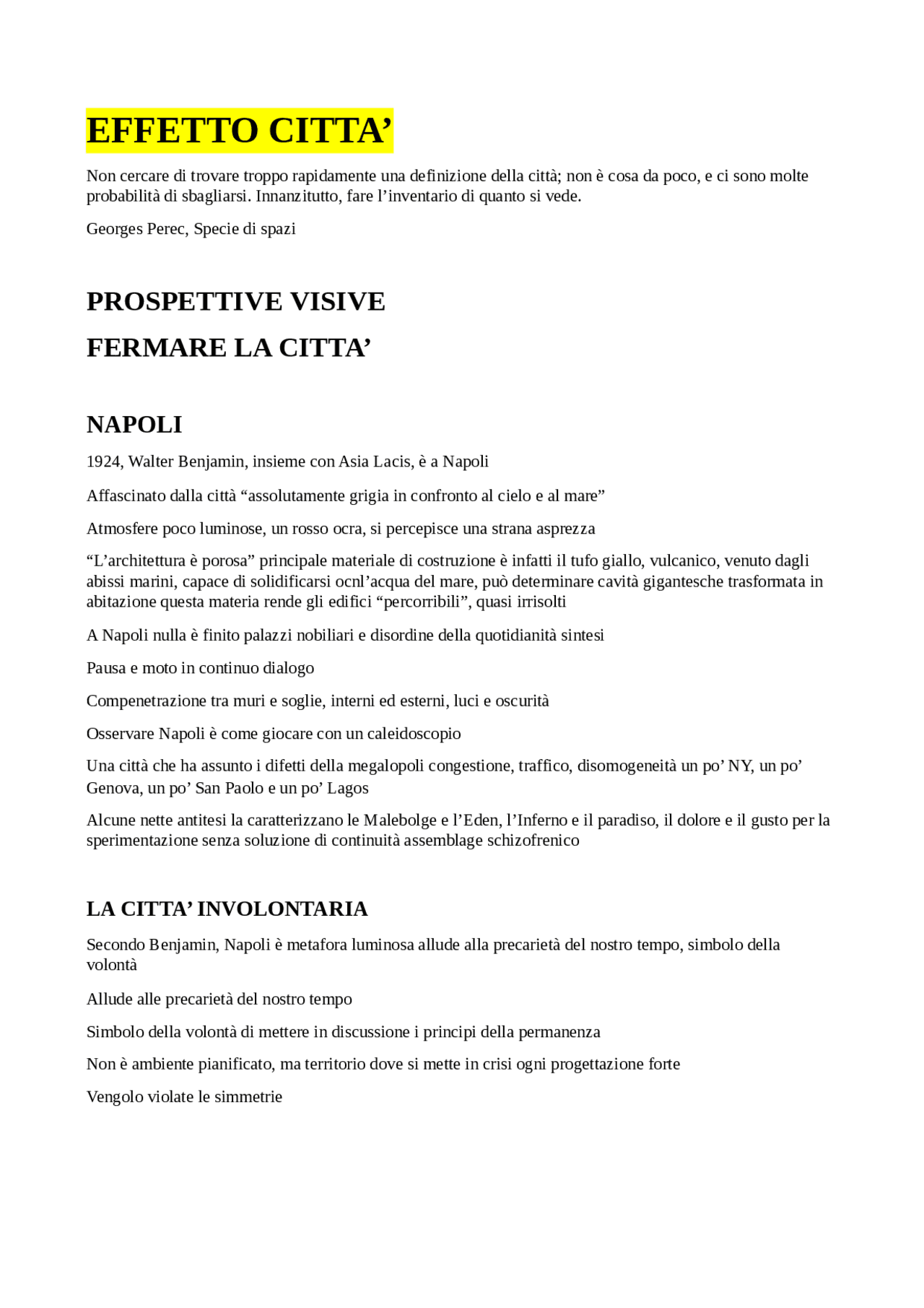 Riassunti Effetto Città Prima Parte Di Trione Docsity