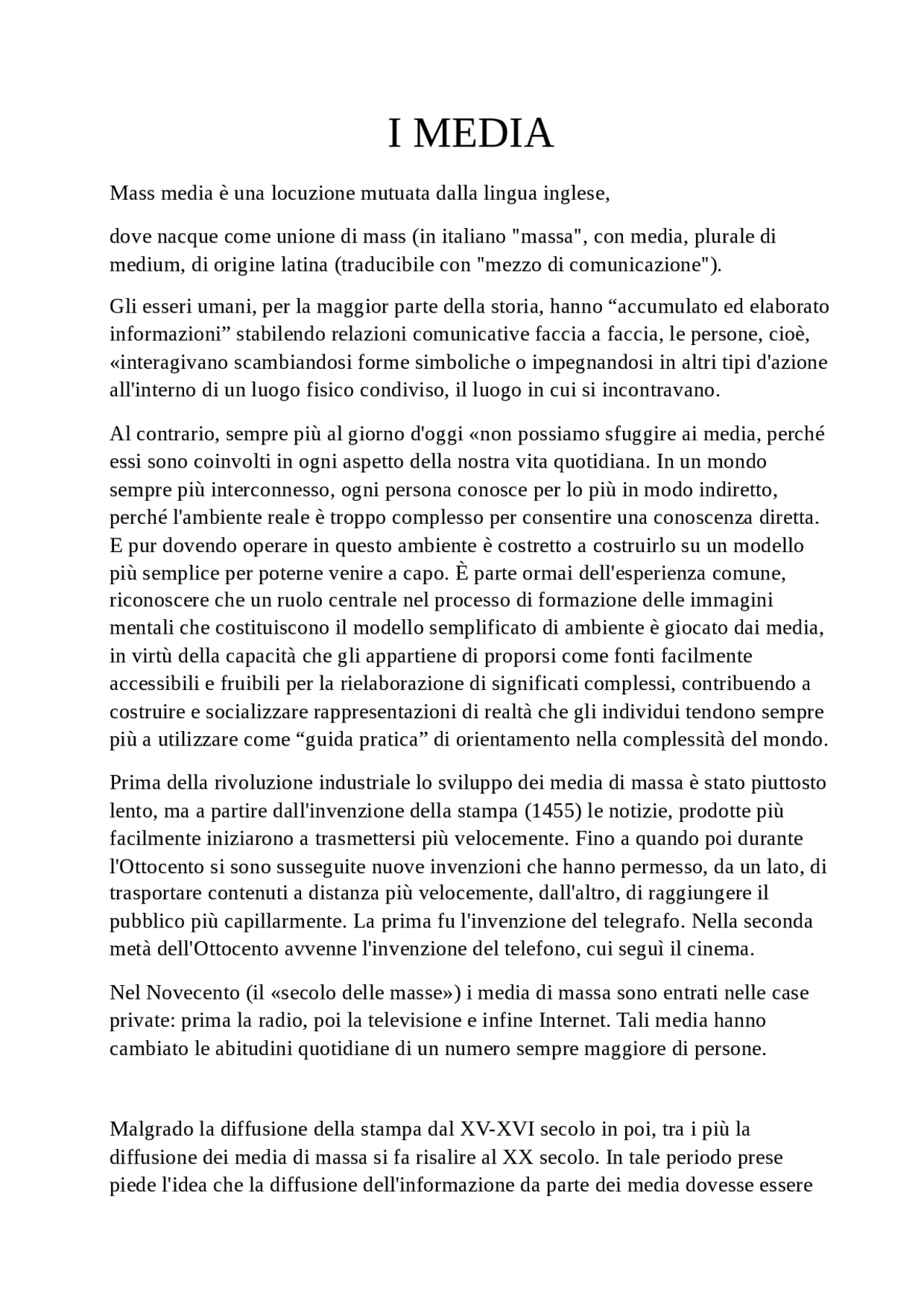 Sociologia Della Comunicazione Docsity