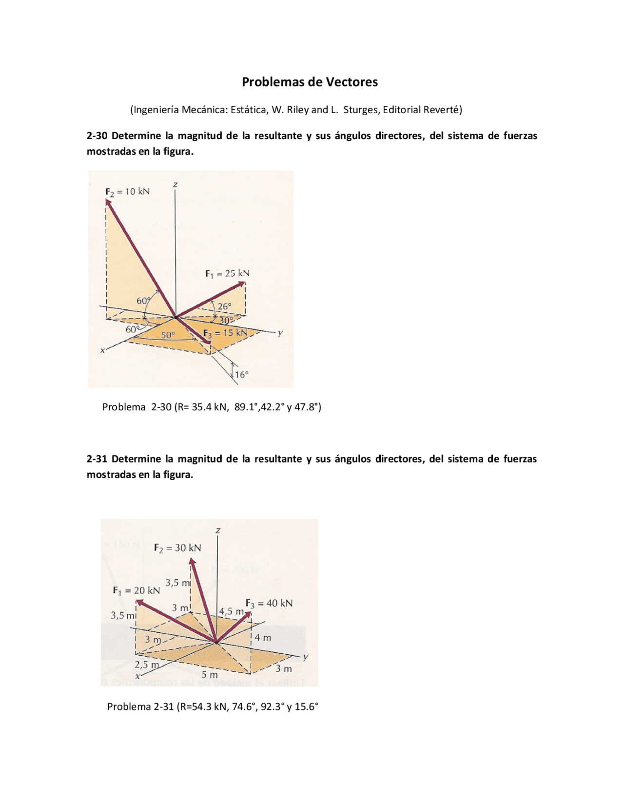 Problemas De Vectores Calculo Vectorial Docsity