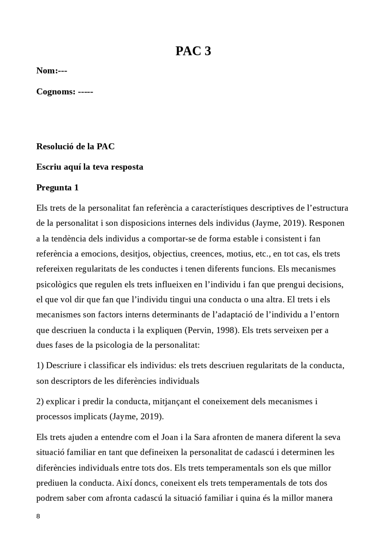 Pac 3 Solució Personalidad Docsity