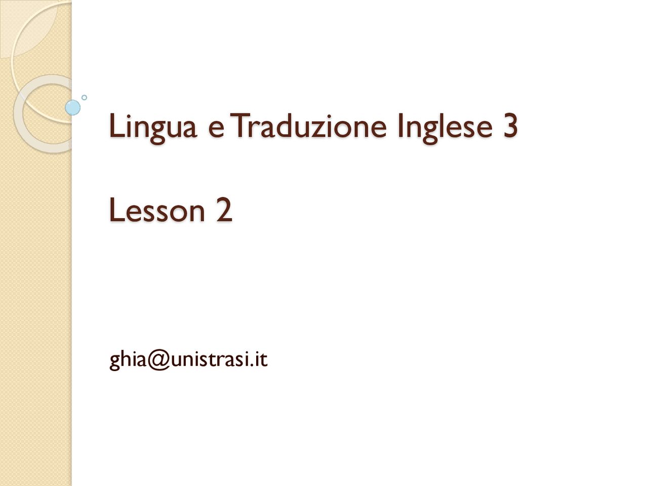 Parte Delle Slides Inglese Iii Docsity