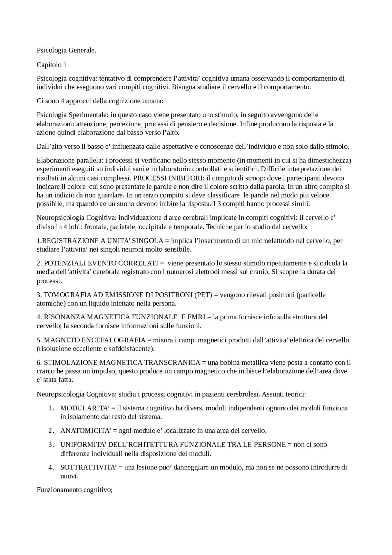 Psicologia Generale Docsity