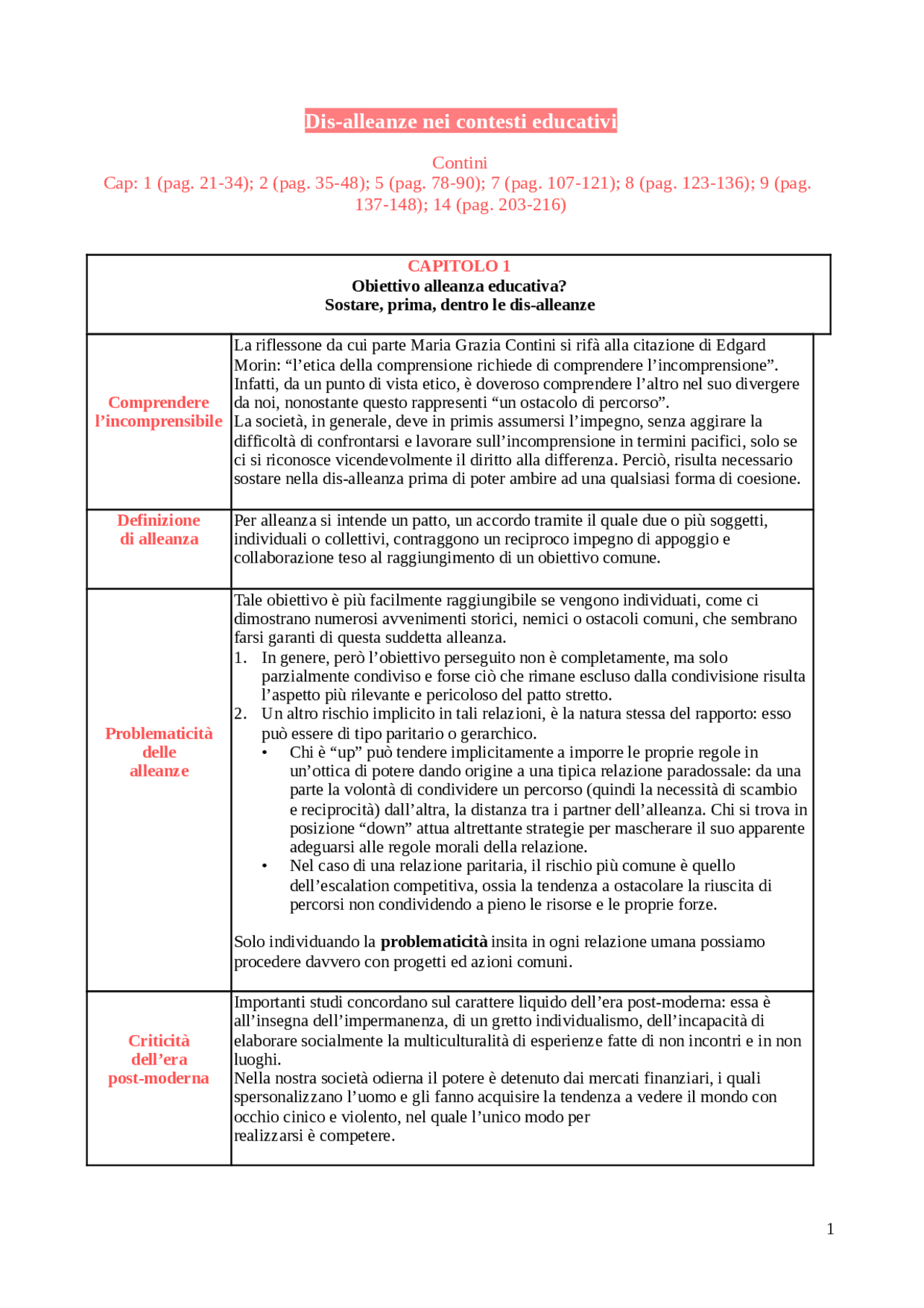 Dis Alleanze Nei Contesti Educativi Riassunto Docsity
