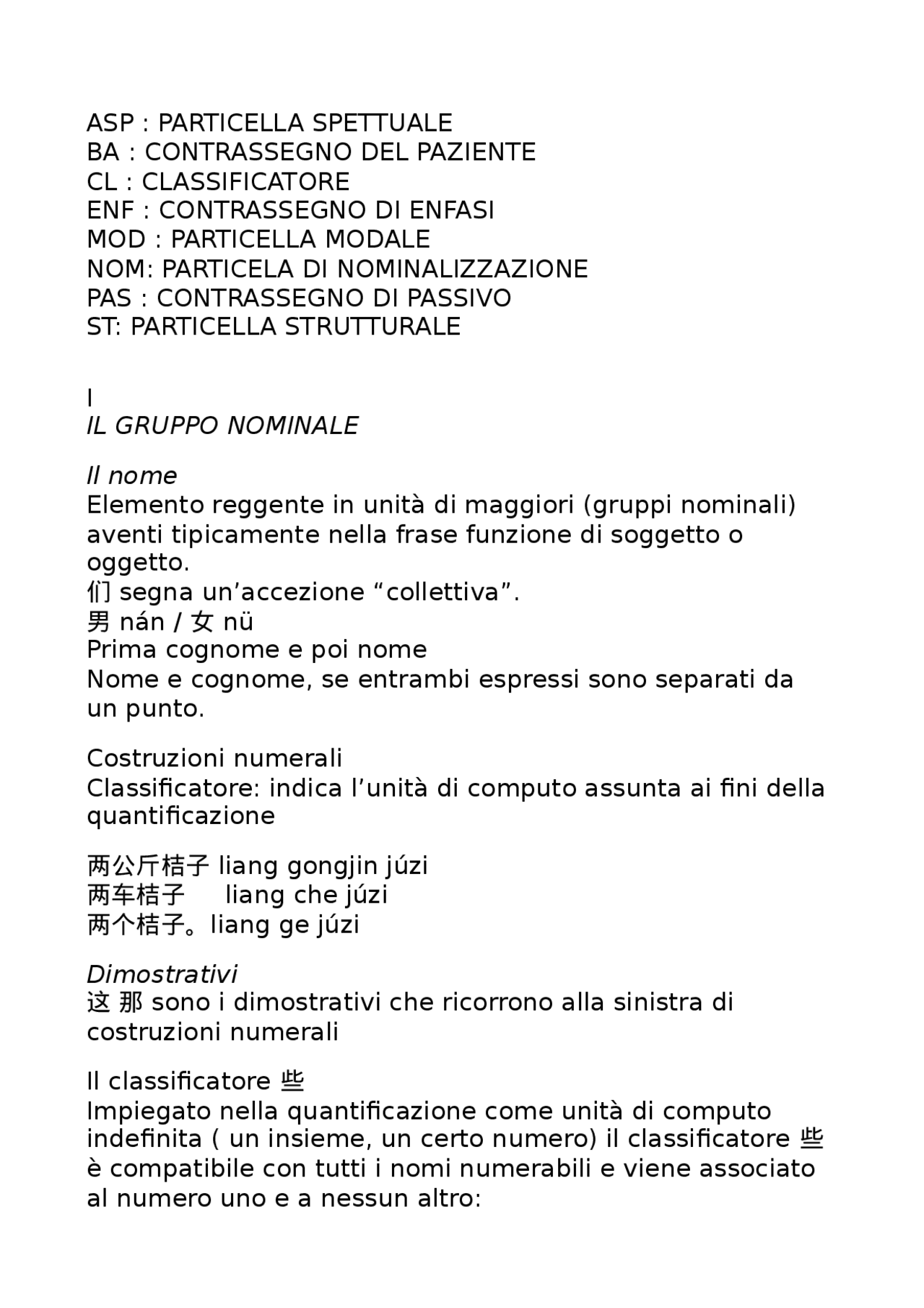 Grammatica Cinese Abbiati Docsity
