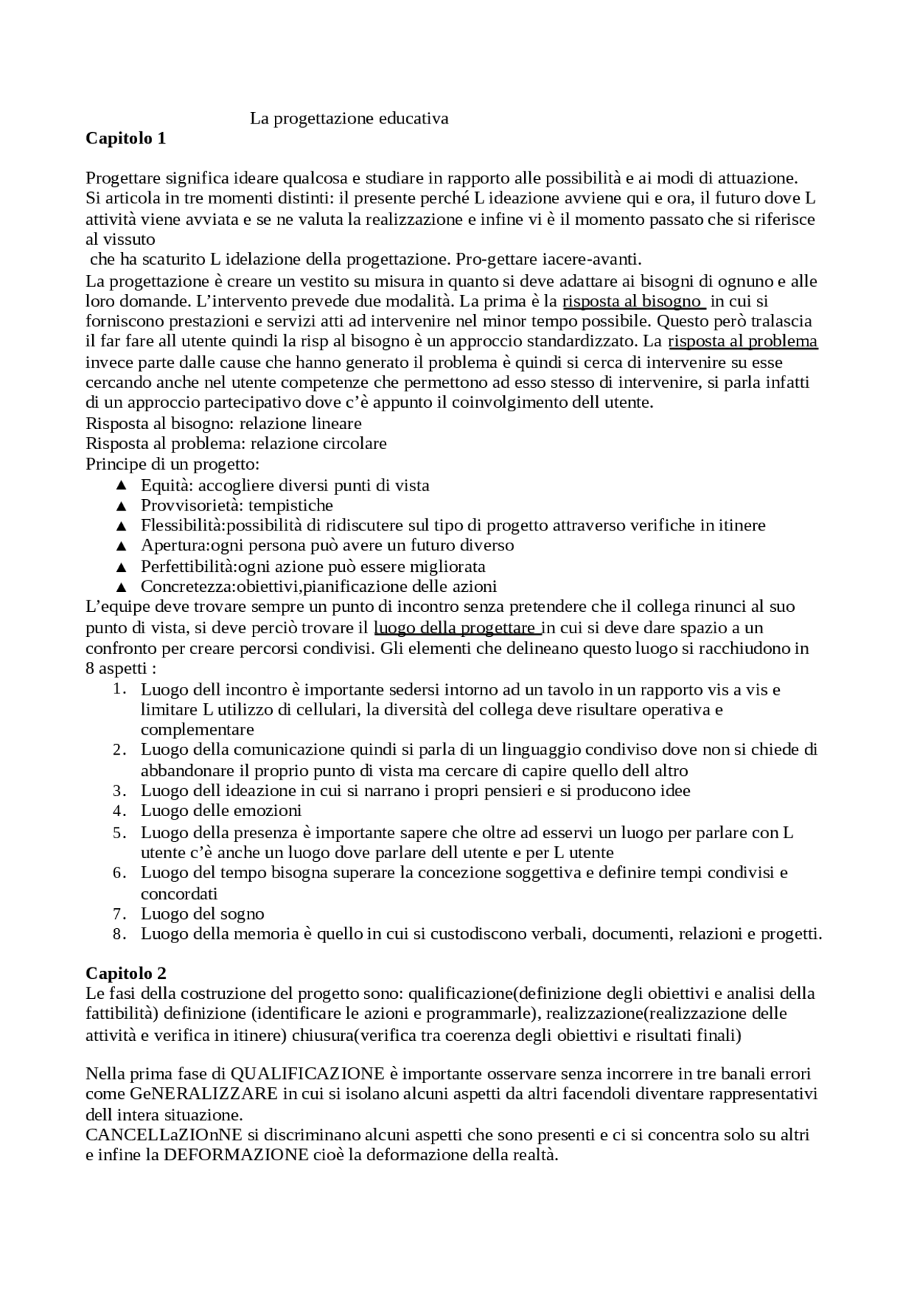 Progettazione Educativa Docsity
