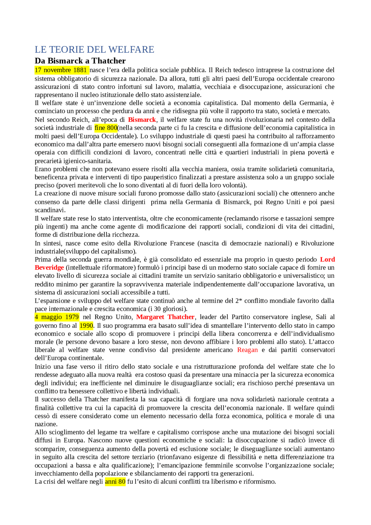 Le Politiche Del Welfare Docsity