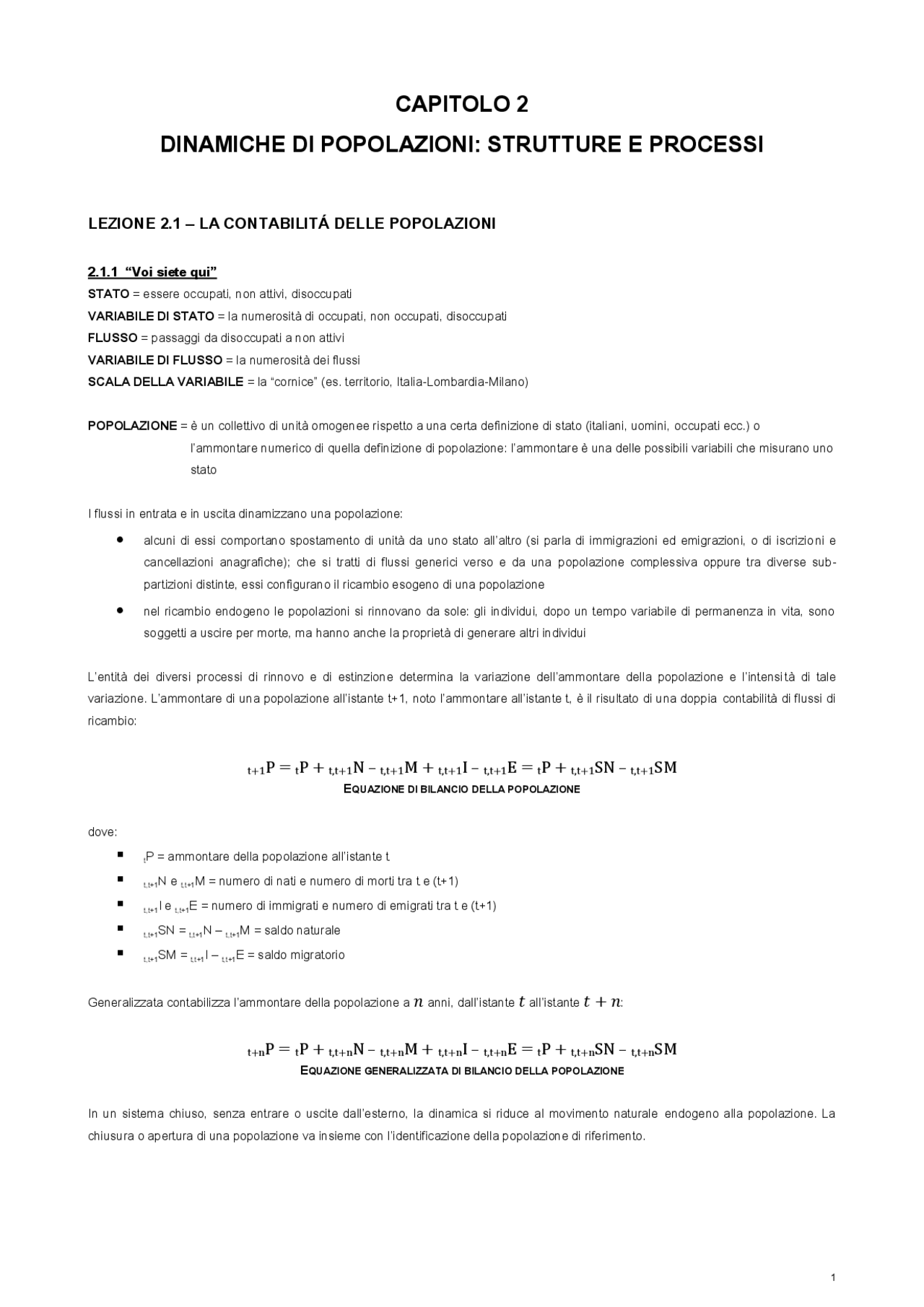 Dinamiche Di Popolazioni Strutture E Processi Docsity