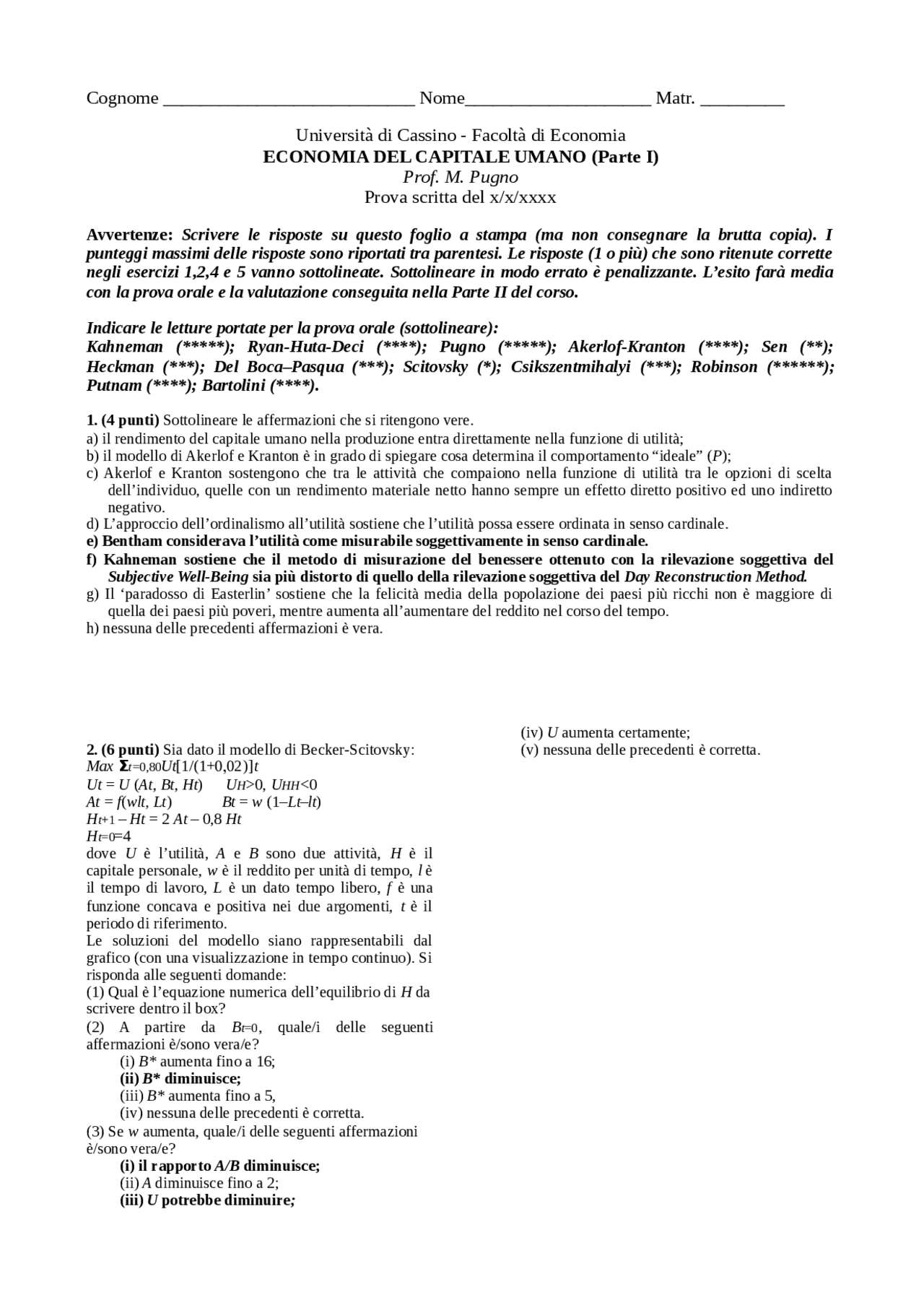 Soluzioni Prova Scritta Docsity