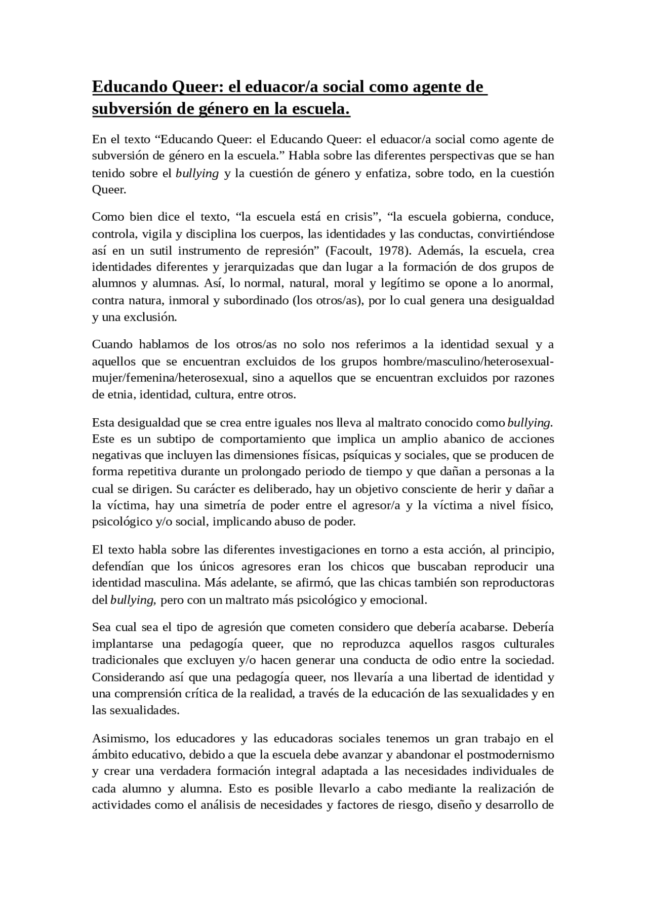 Educacion Queer Como Se Plantea Docsity