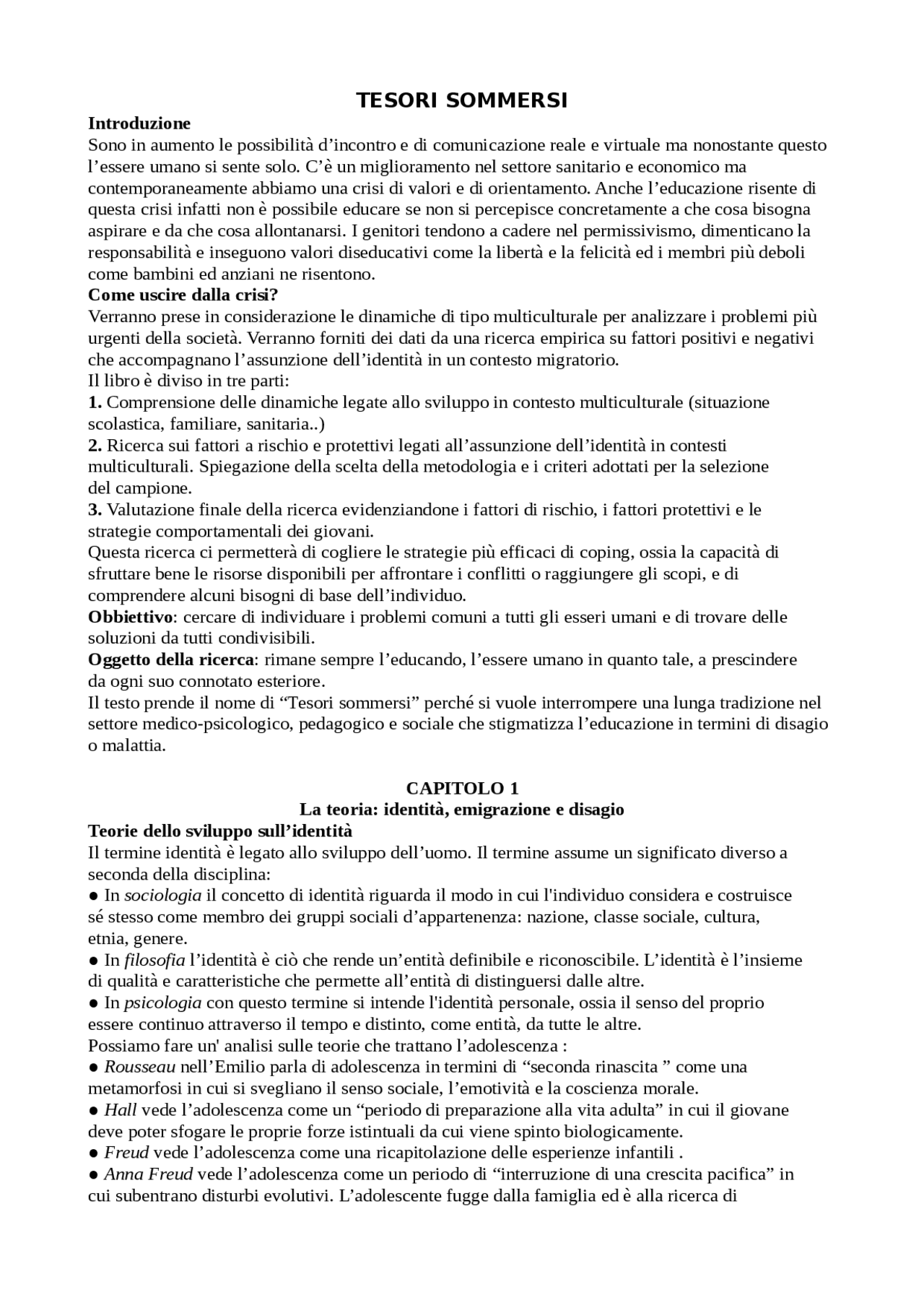 Tesori sommersi di Agostino Portera - Docsity