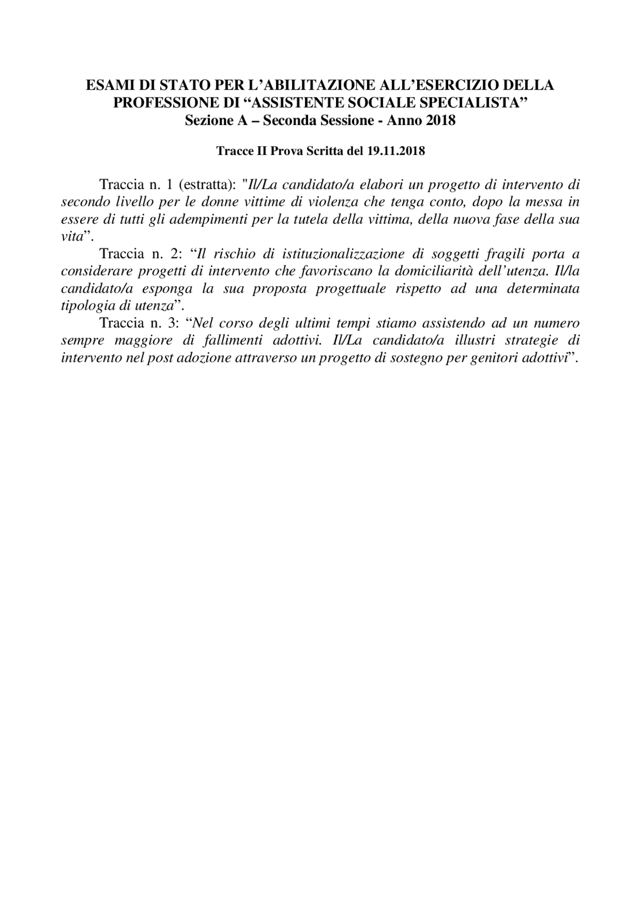 Prova Assistente Sociale Prove Desame Di Metodi E Tecniche Del