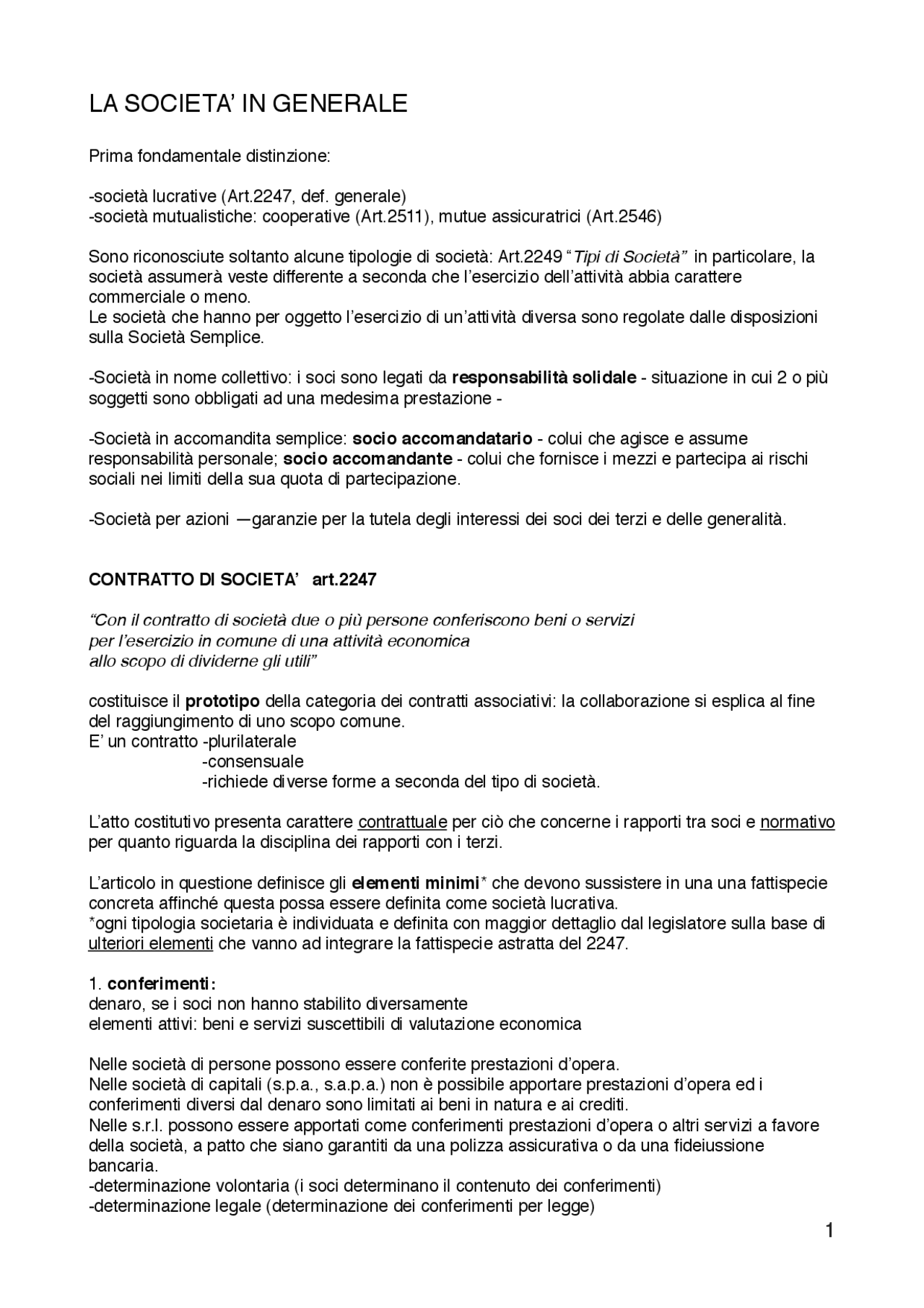 Le Società Di Persone Docsity