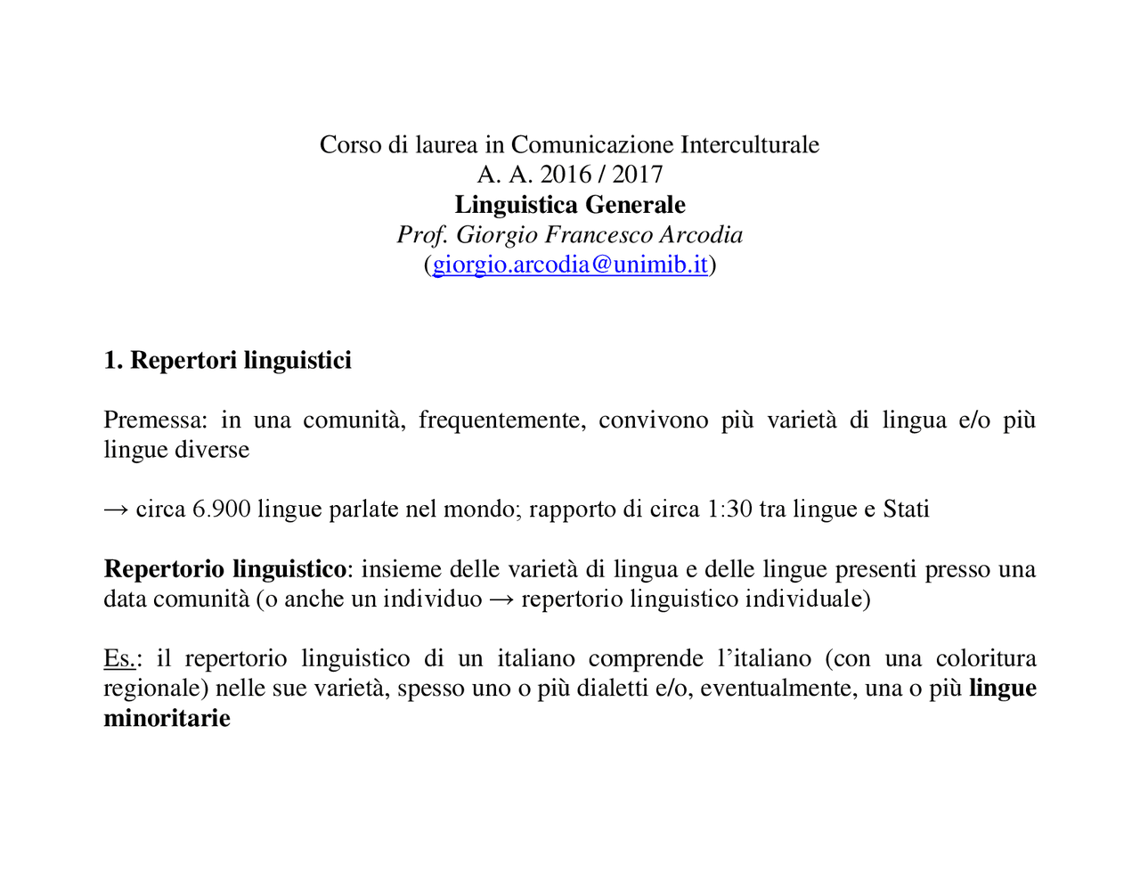 Linguistica Generale Docsity