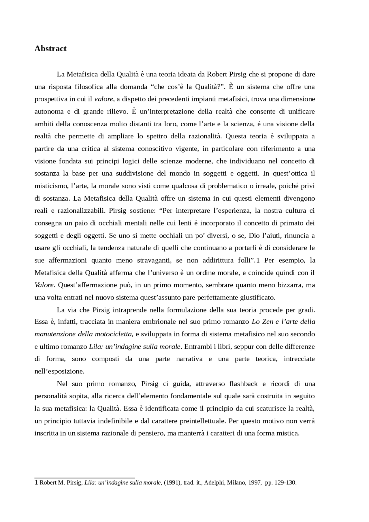 Abstract Tesi Di Laurea Triennale In Filosofia Docsity