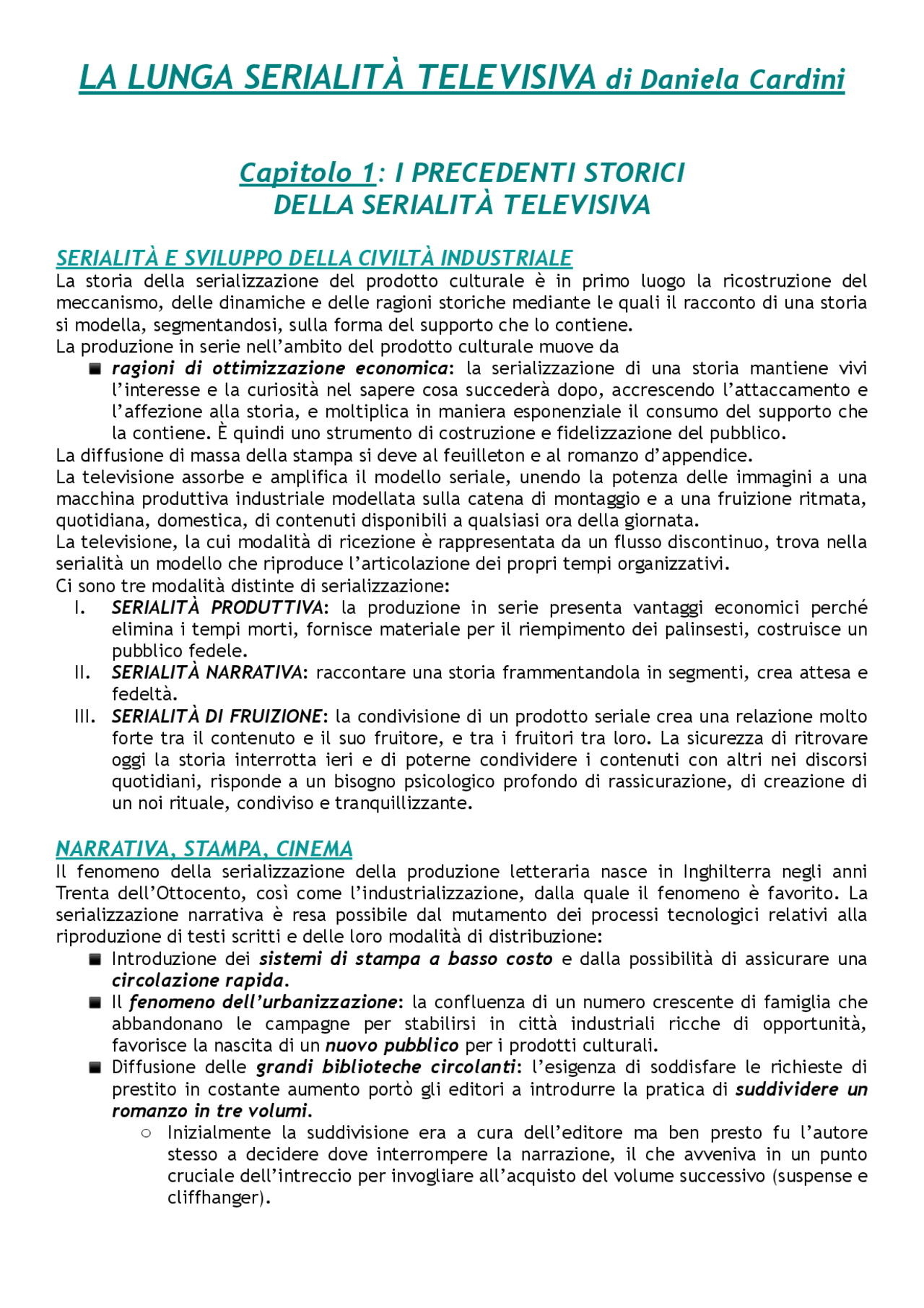 La Lunga Serialita Televisiva Daniela Cardini Docsity
