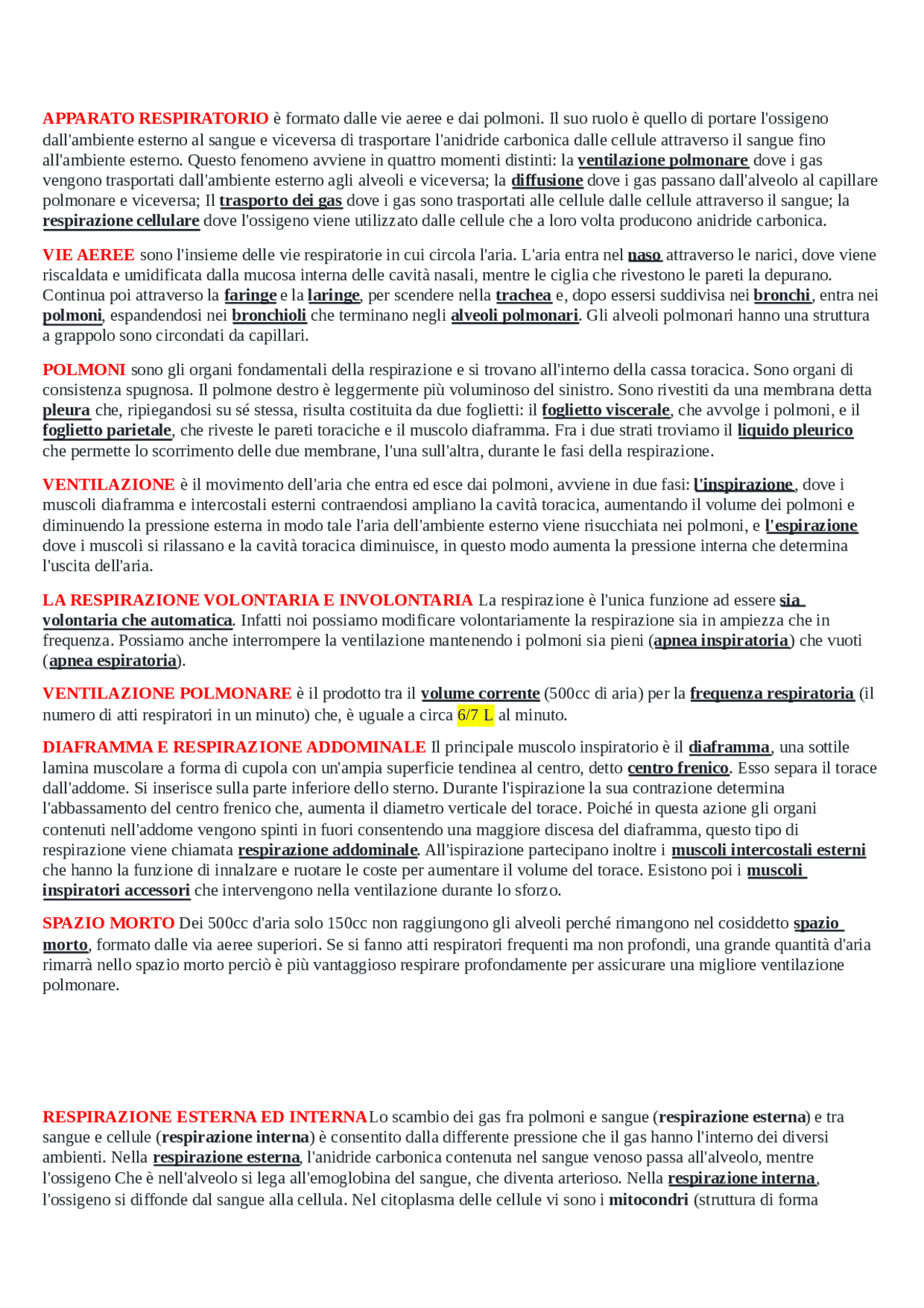 Lapparato Respiratorio Docsity
