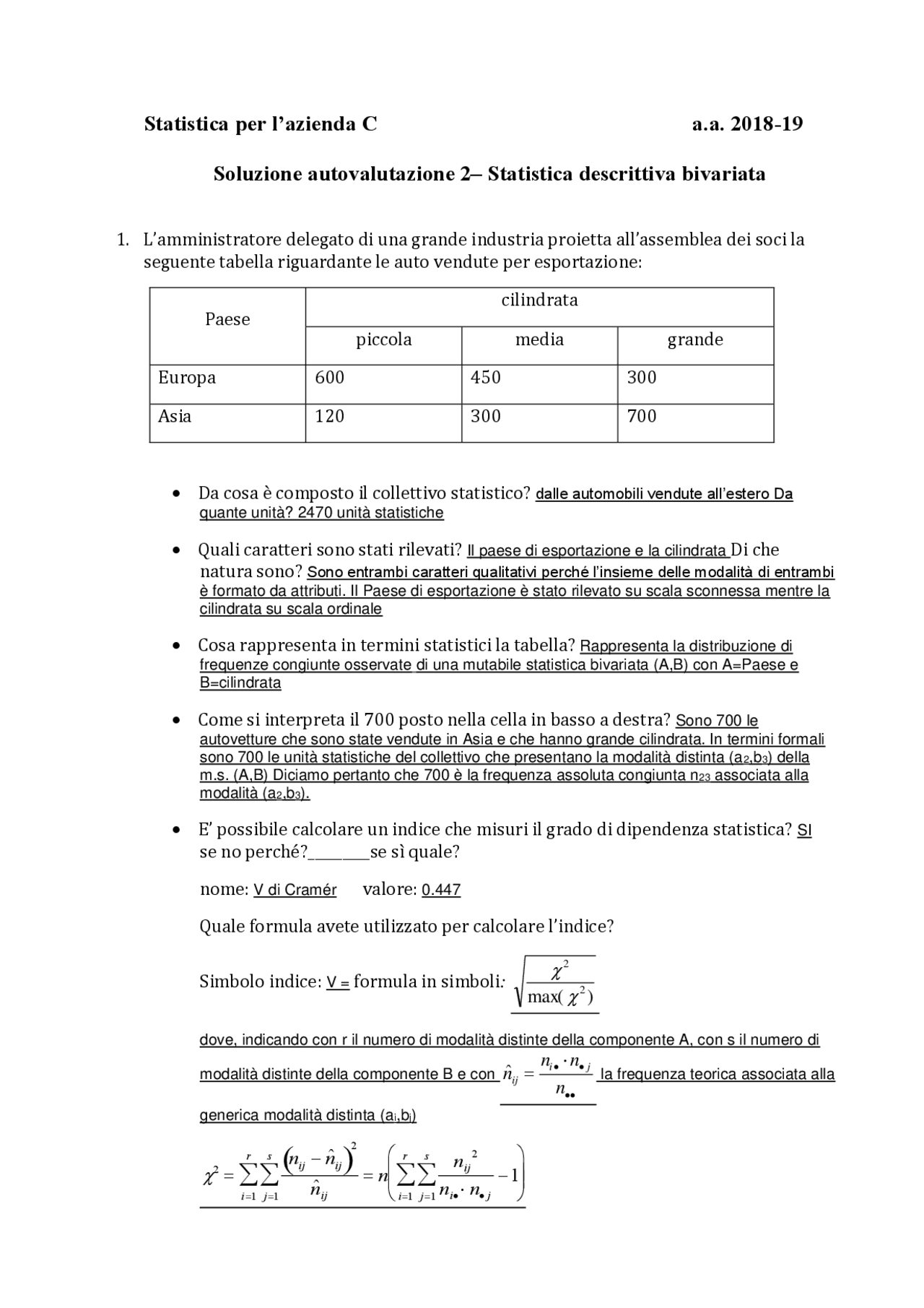Autovalutazione Statistica Parte Due Docsity