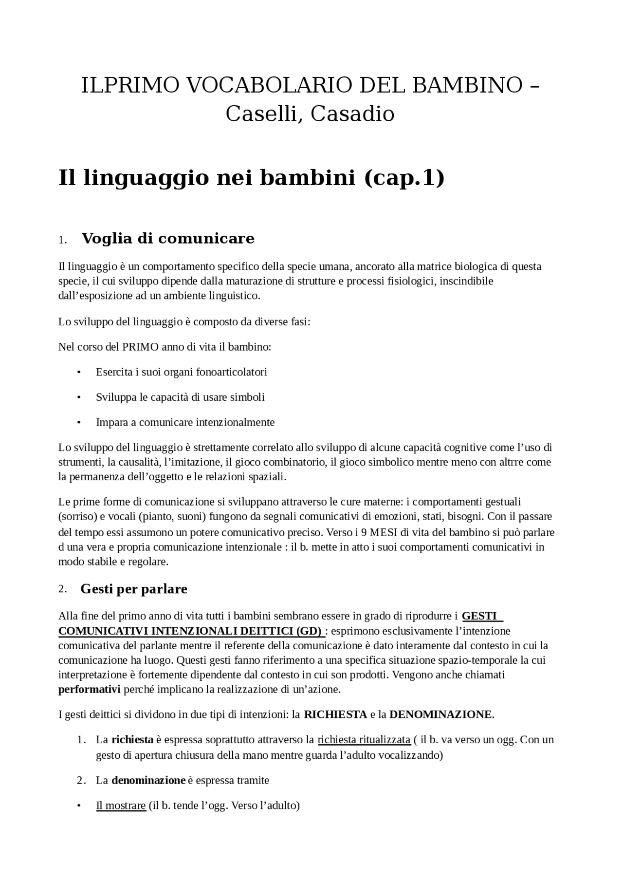 Lo Sviluppo Del Linguaggio Nei Bambini Docsity