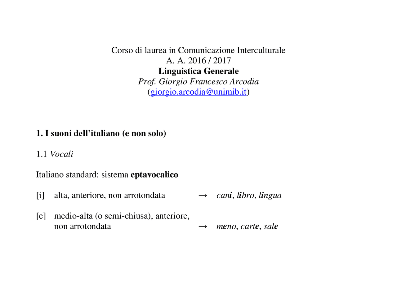 Linguistica Generale Docsity