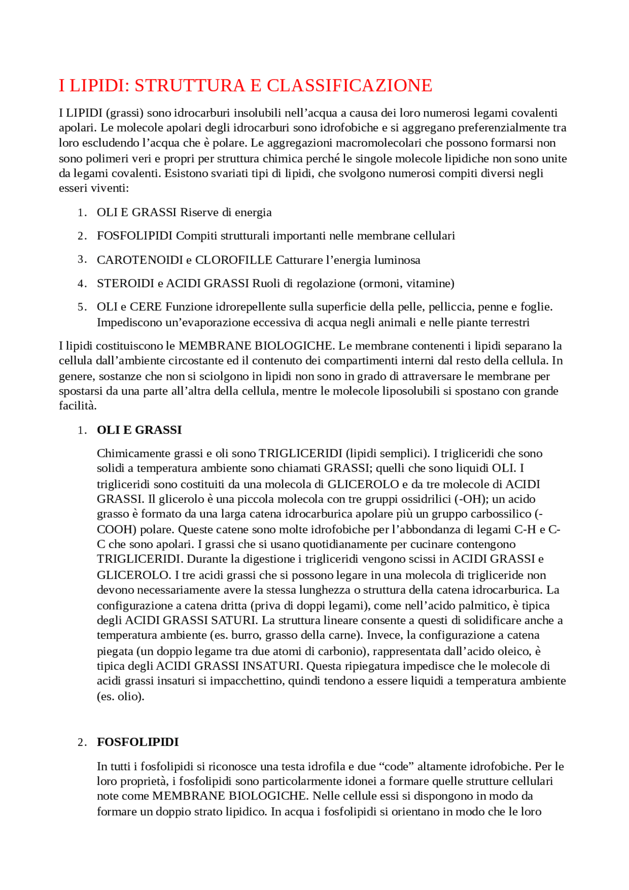 Lipidi Grassibiologia Docsity