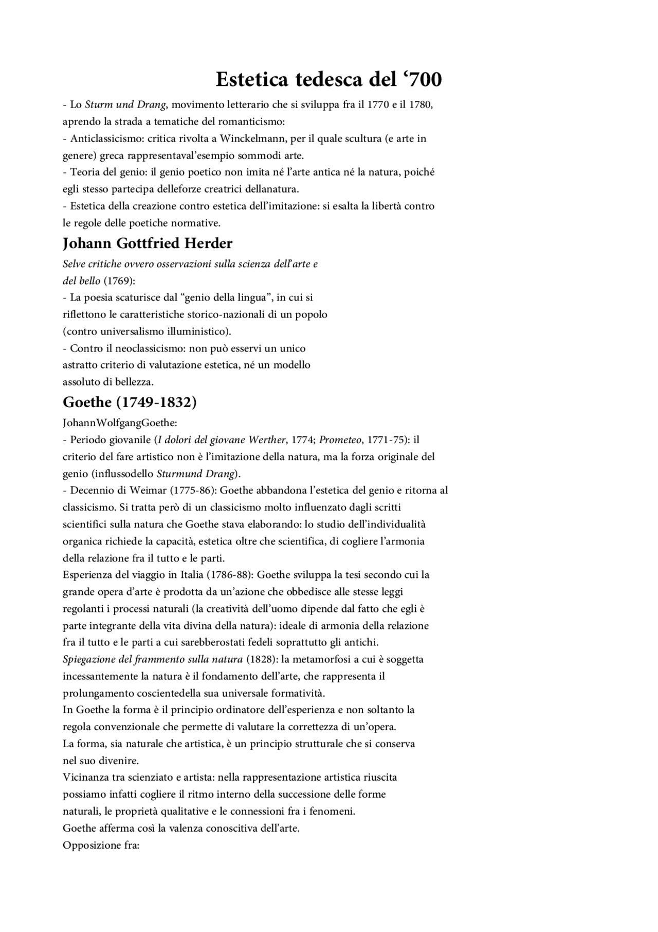 Estetica Filosofica Tedesca Di Fine 700 Docsity