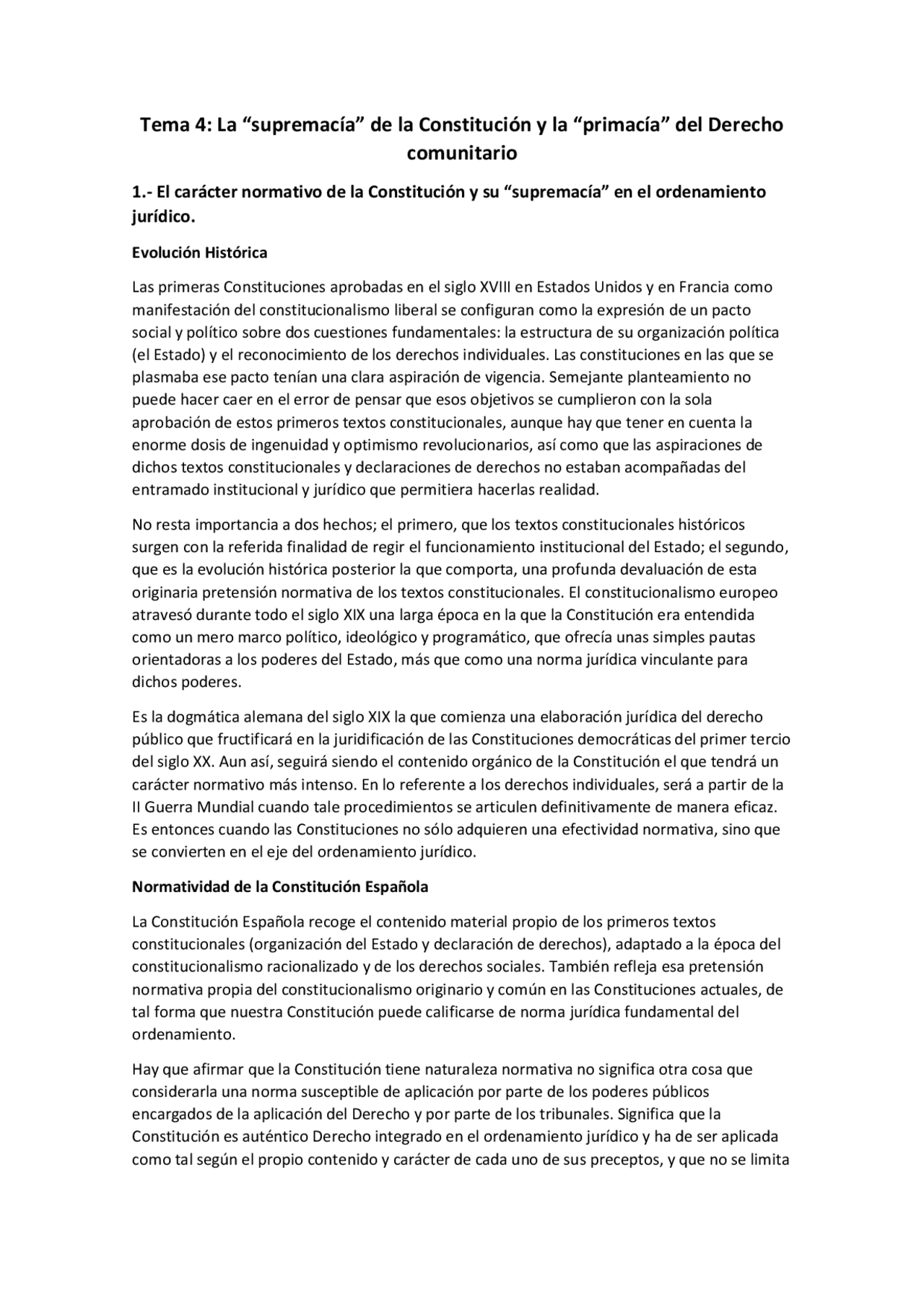 Tema 4 Derecho Constitucional I - Docsity
