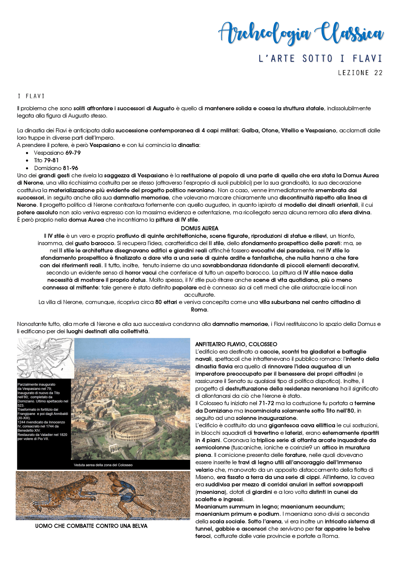 Archeologia Classica Letà Dei Flavi Docsity