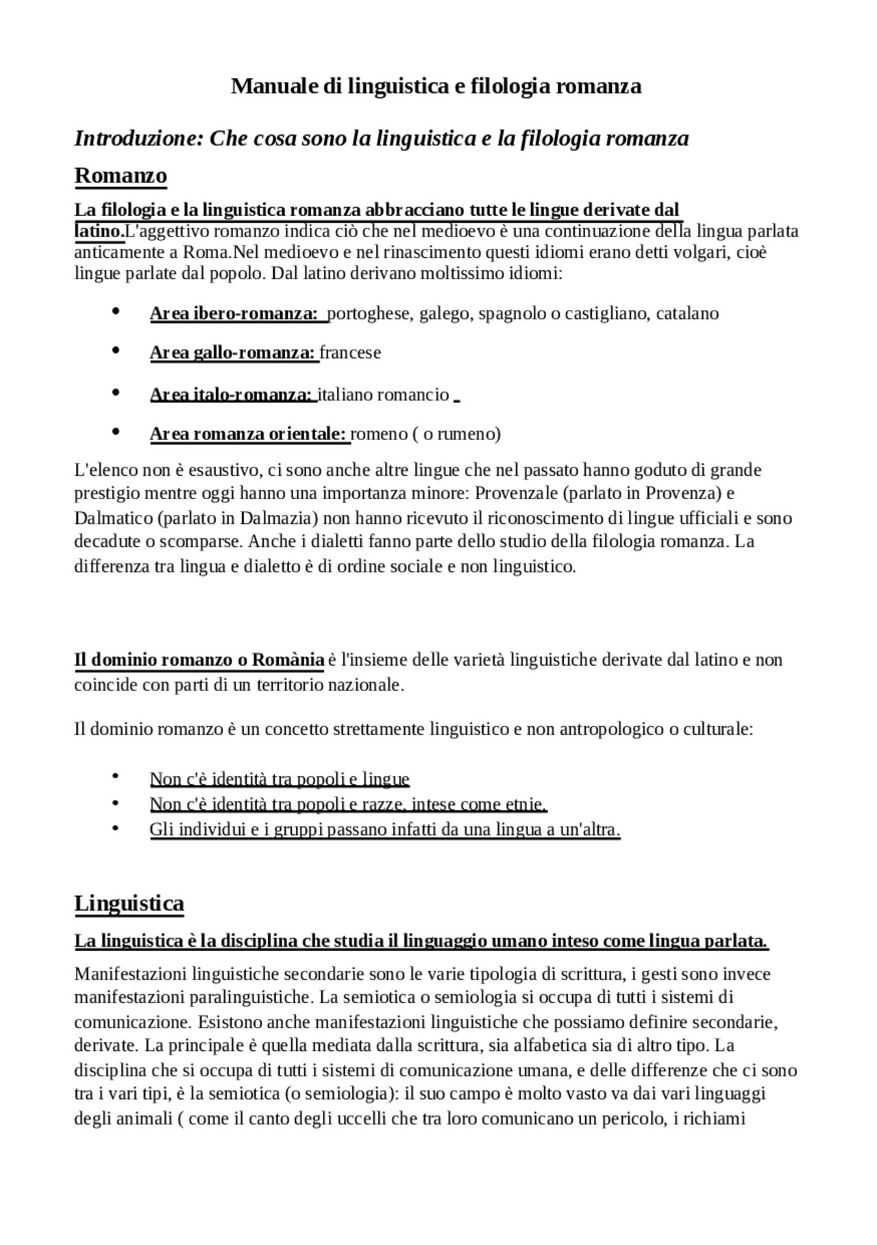 Manuale Di Linguistica E Filologia Romanza Docsity