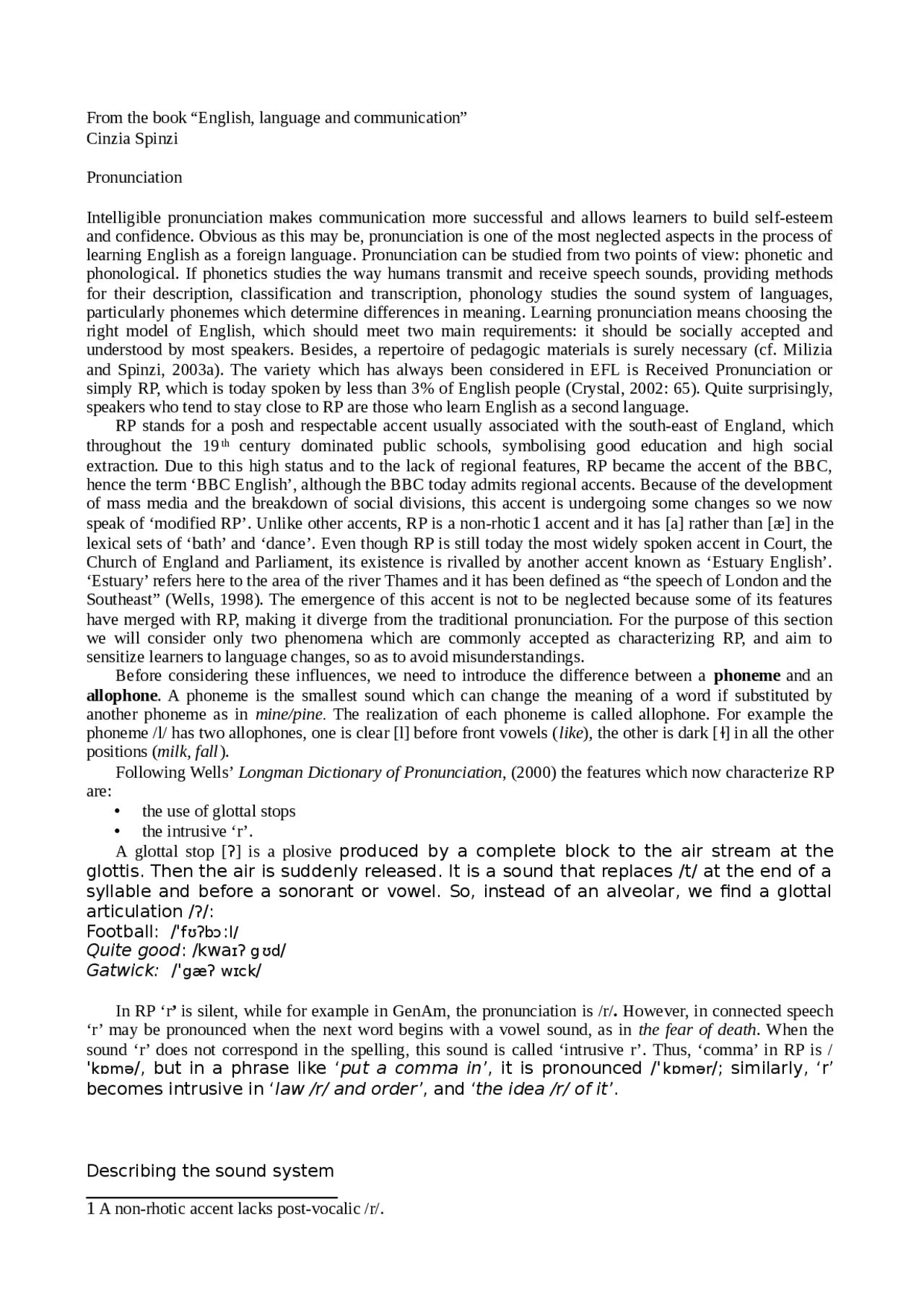 English Phonetics Main Features Docsity