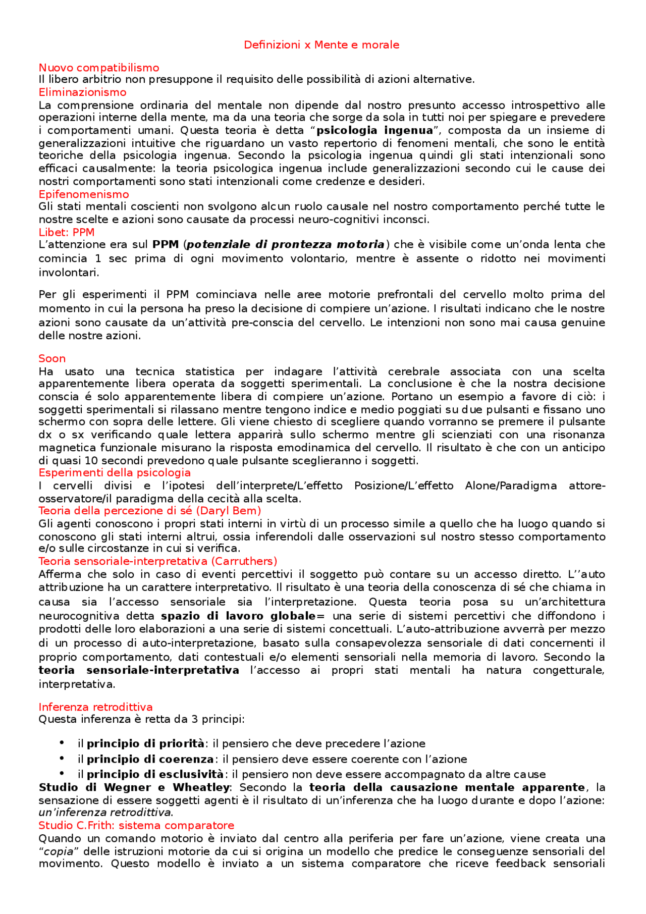 Mente E Morale Per Etica E Scienze Cognitive Docsity
