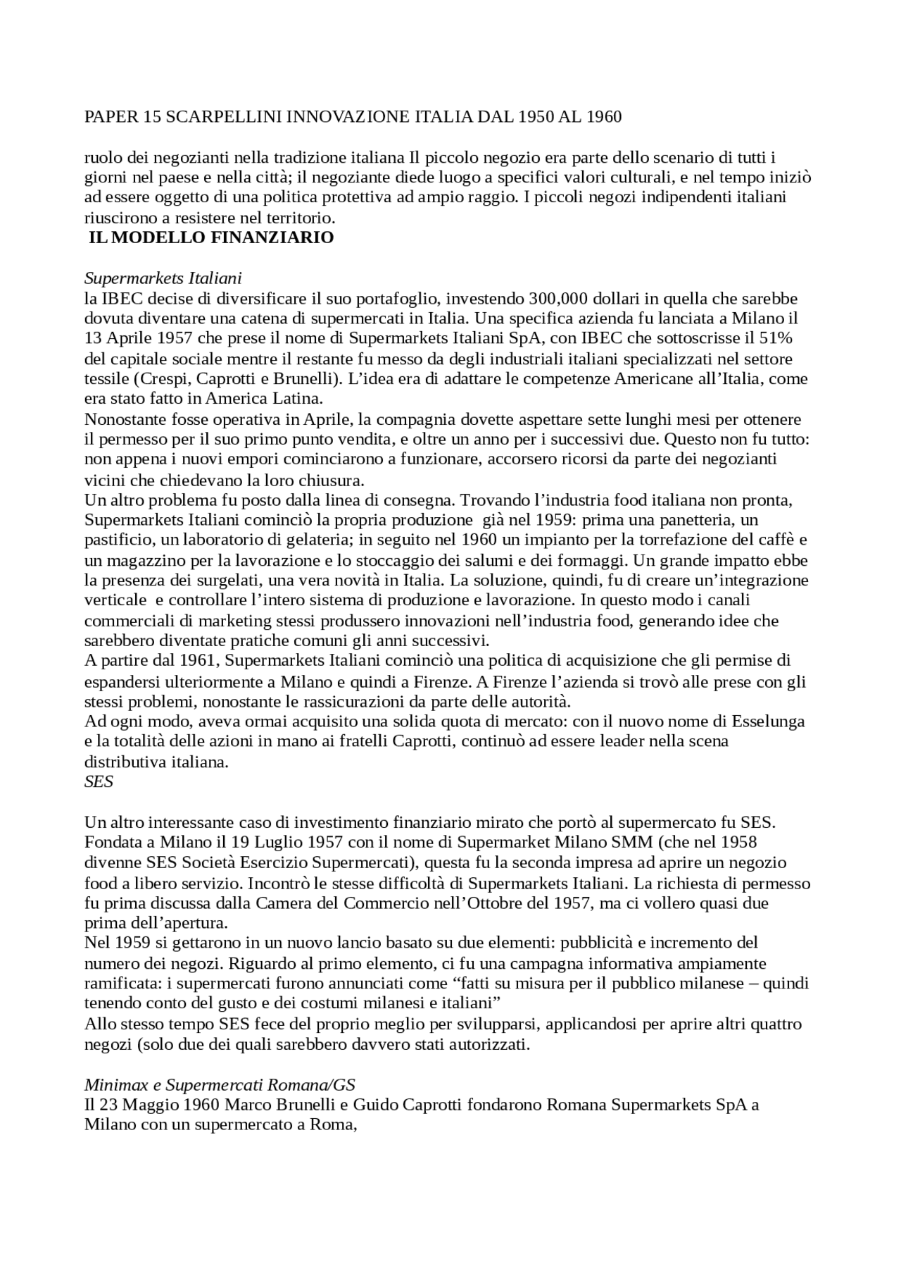 Pepaer Riassunti E Traduzioni Supermercati Italiani Docsity