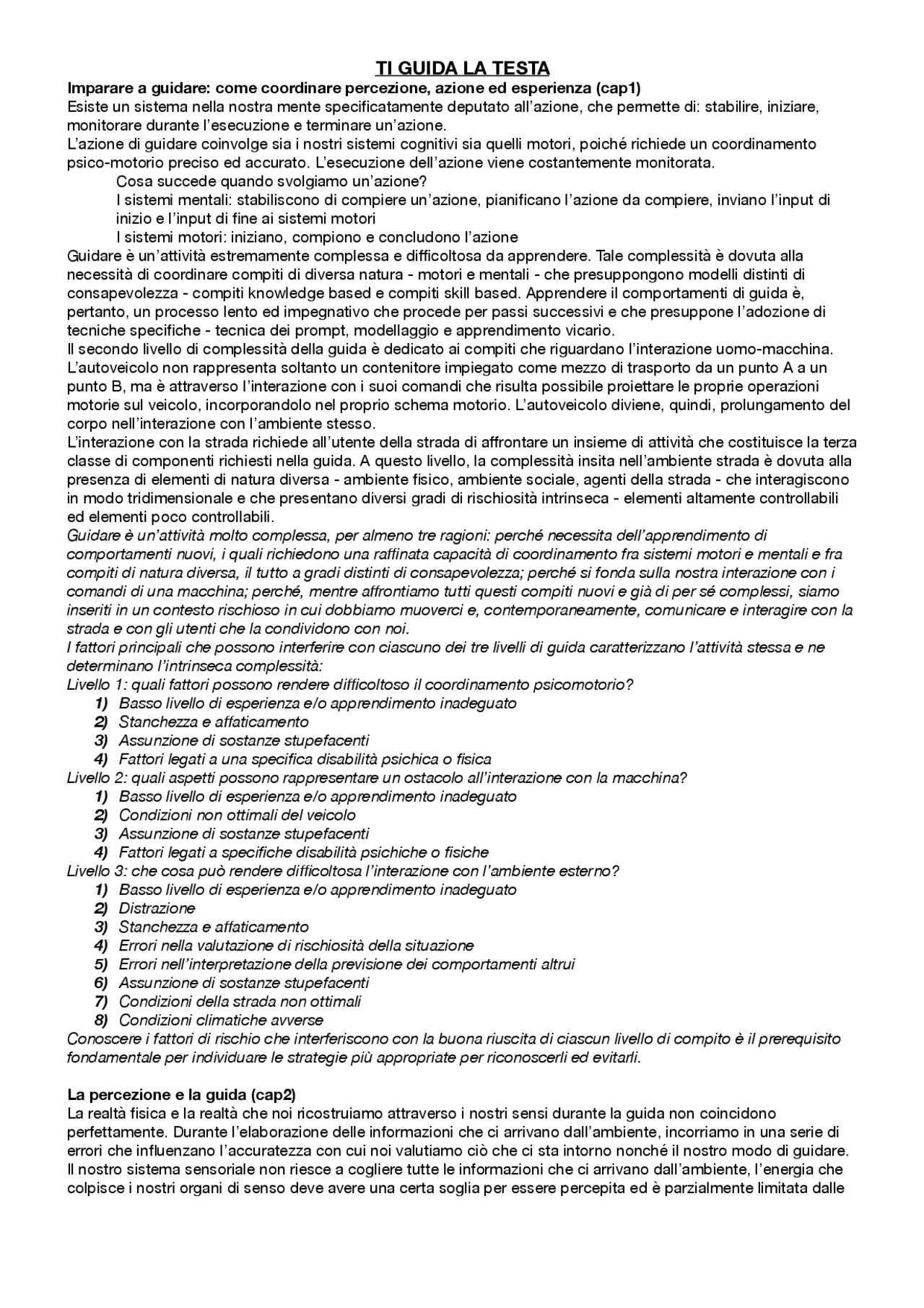 Riassunto Ti Guida La Testa Docsity
