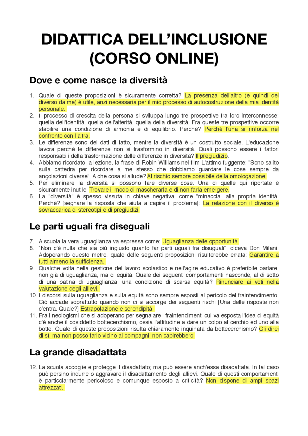 Didattica Dellinclusione 24 Cfu Unipegaso Docsity