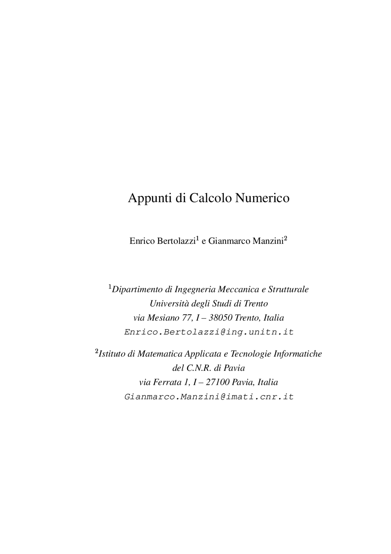 Appunti Di Calcolo Numerico Docsity