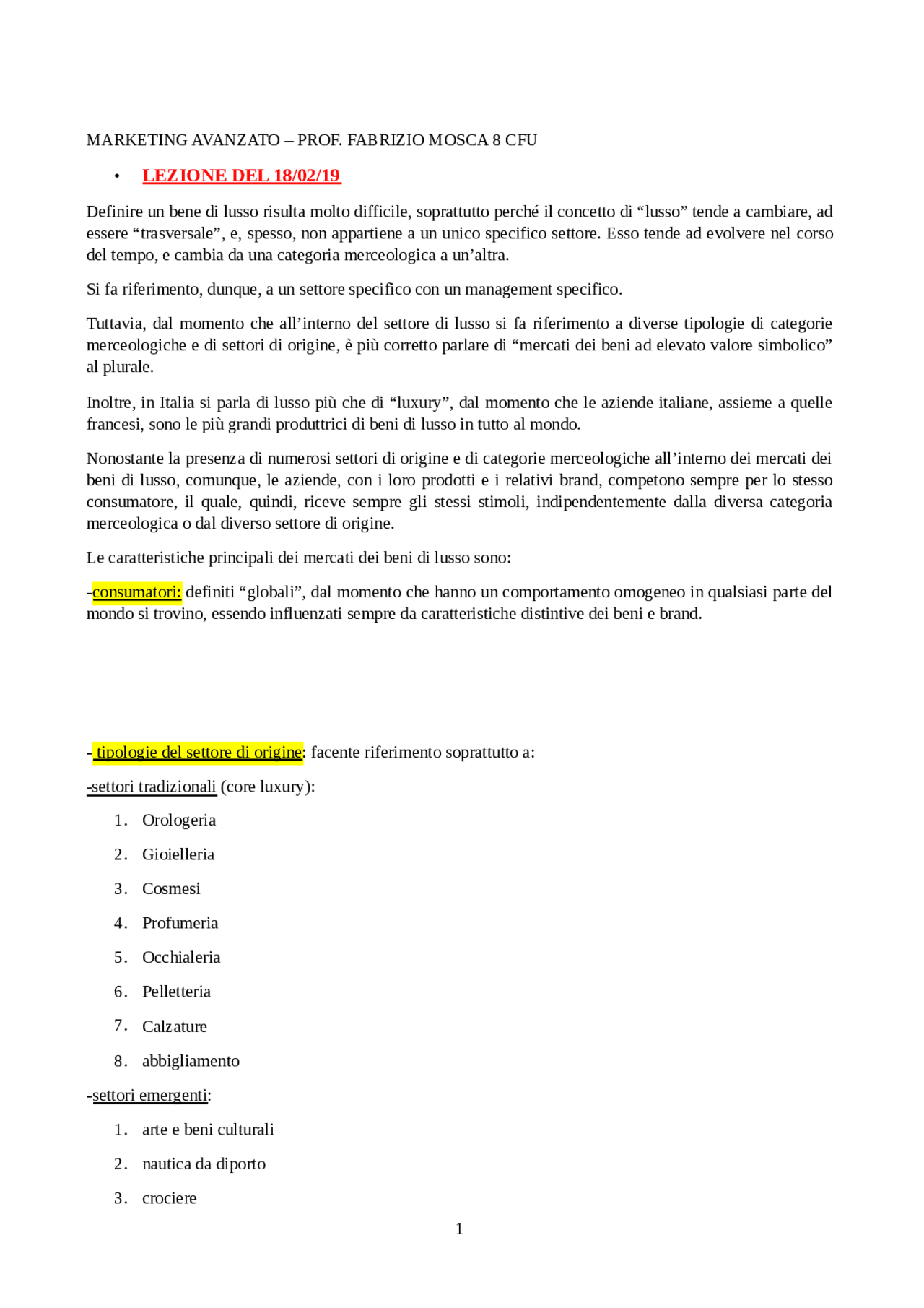 Marketing Avanzato Fabrizio Mosca Docsity