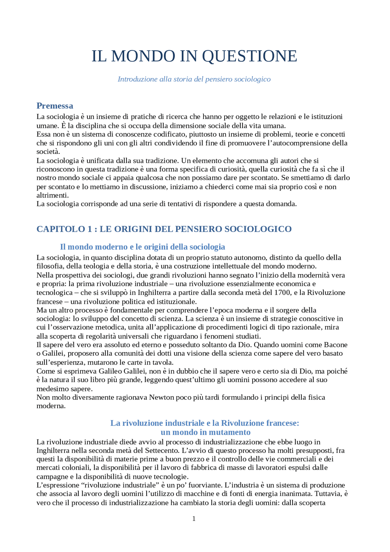 Il Mondo In Questione Paolo Jedlowski Docsity