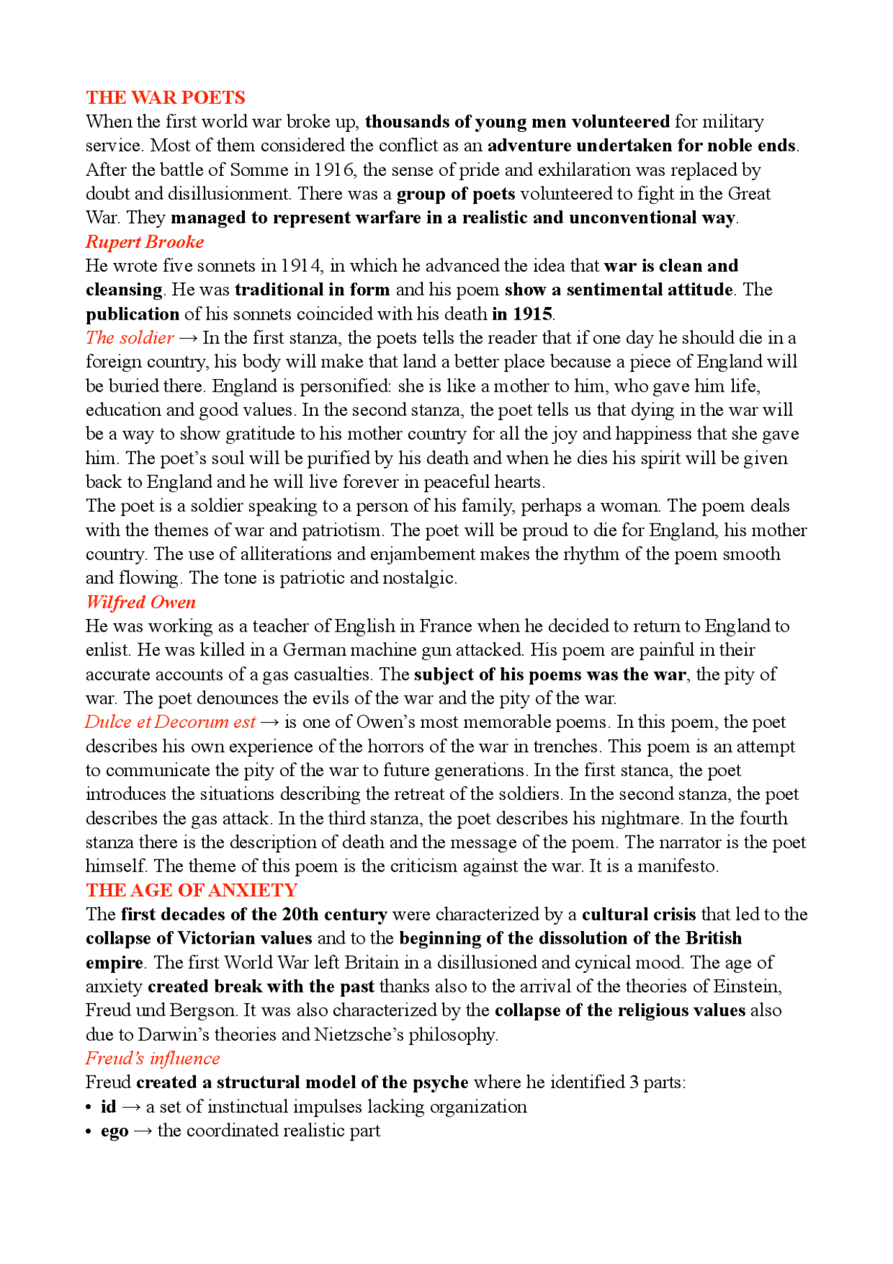 The age of anxiety and modernism - Docsity