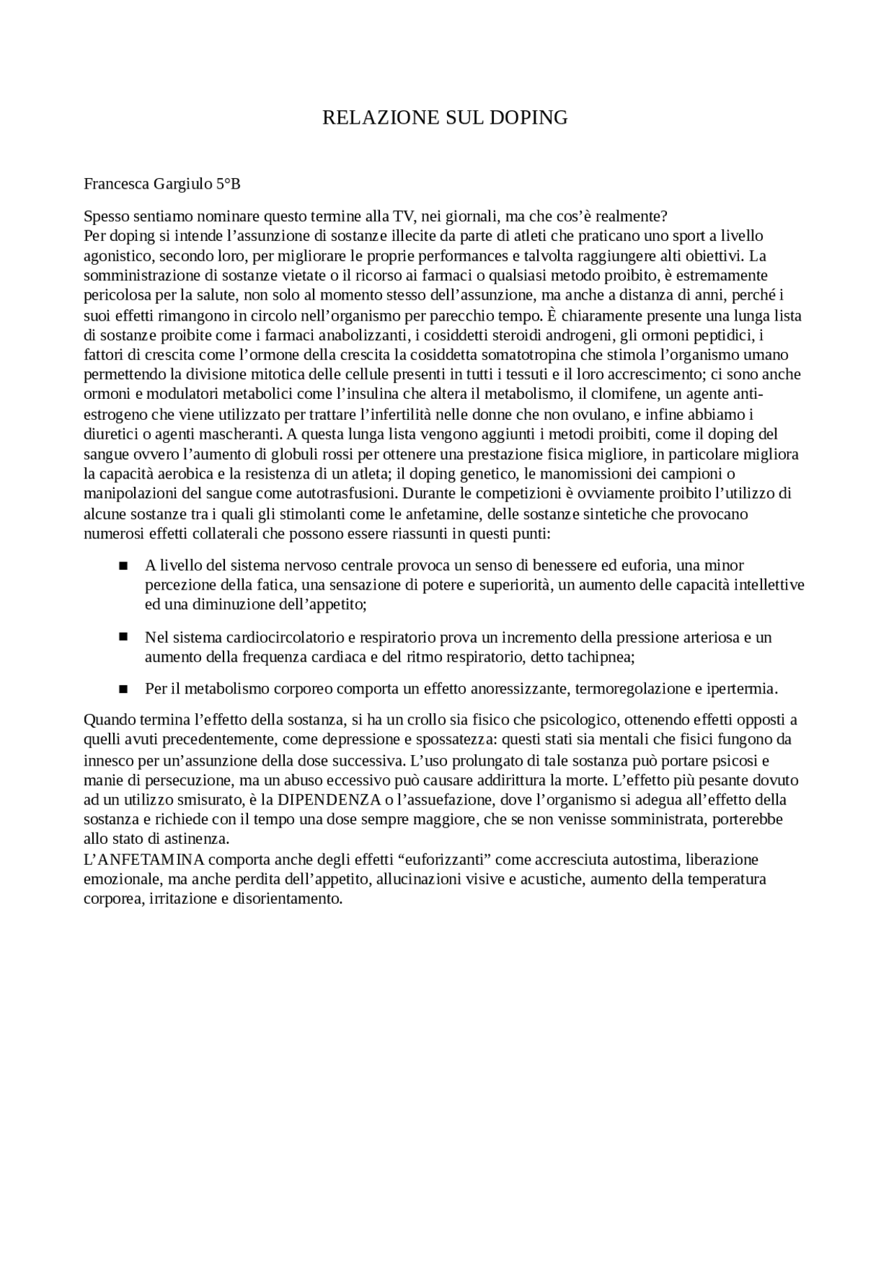 Il Doping E Le Sostanze Dopanti Docsity