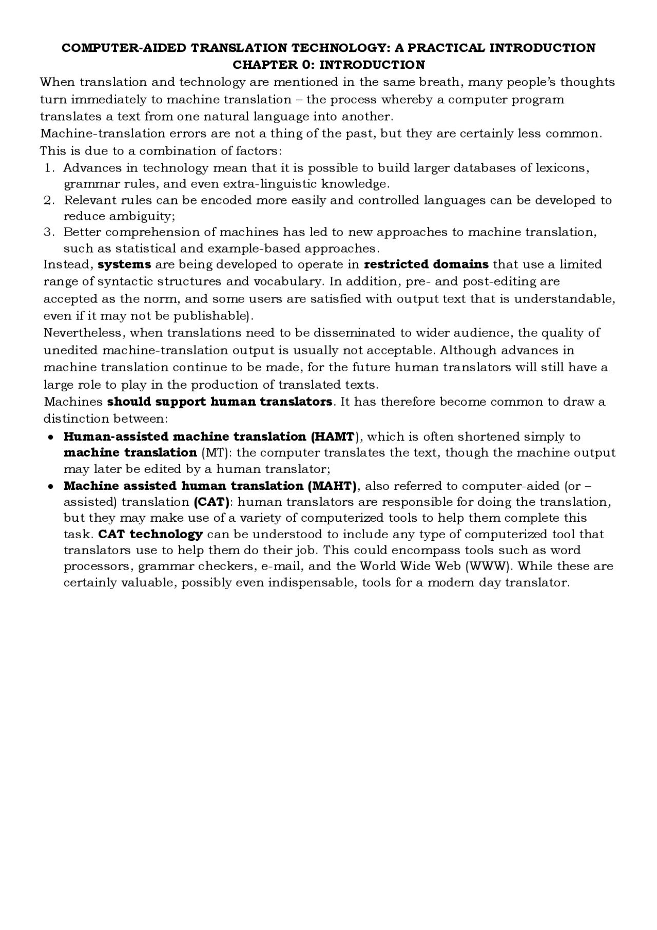 Riassunto - Computer Aided Translation Technology | Appunti di Lingua ...