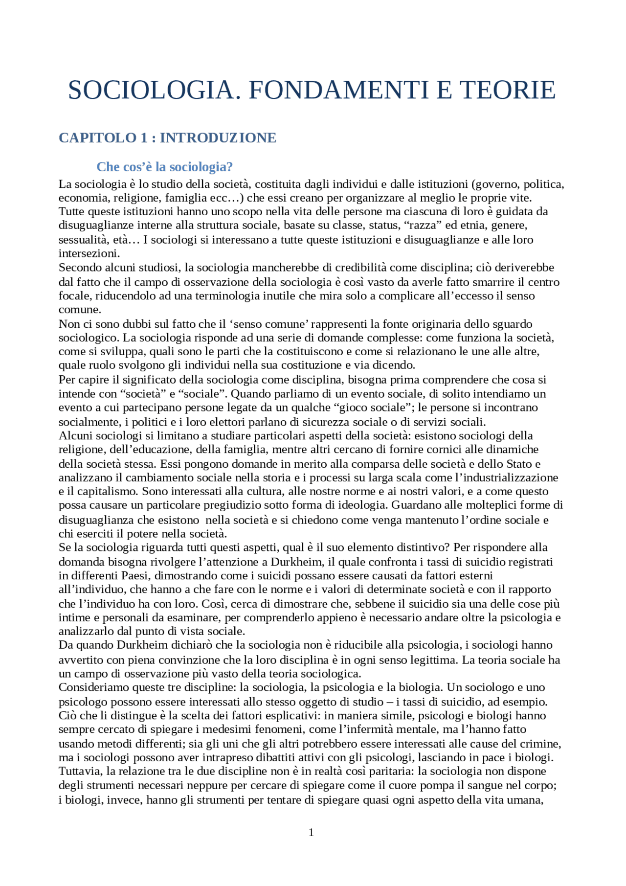Sociologia Fondamenti E Teorie D Obyrne Docsity