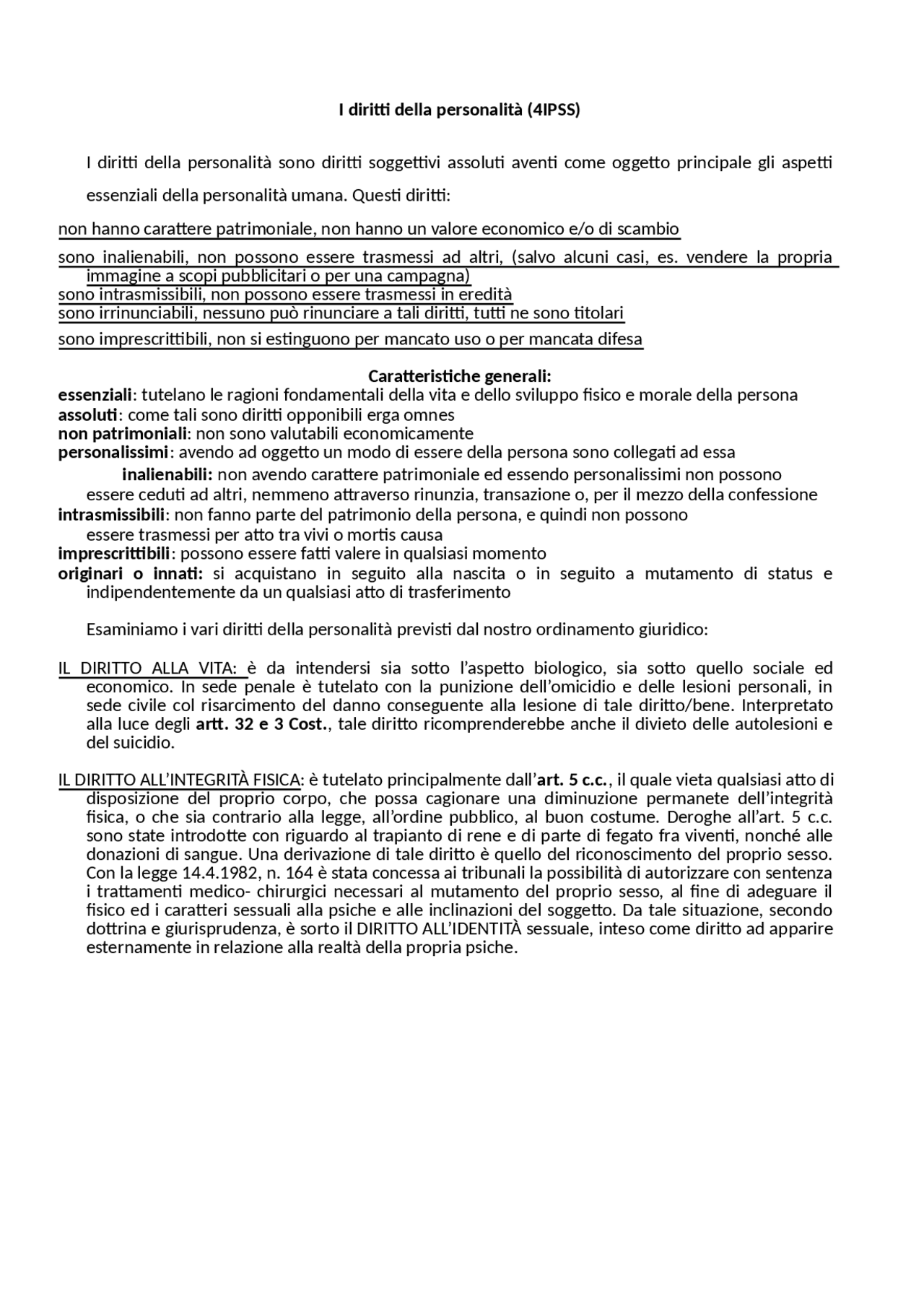 Diritti Della Personalità E Della Privacy Docsity